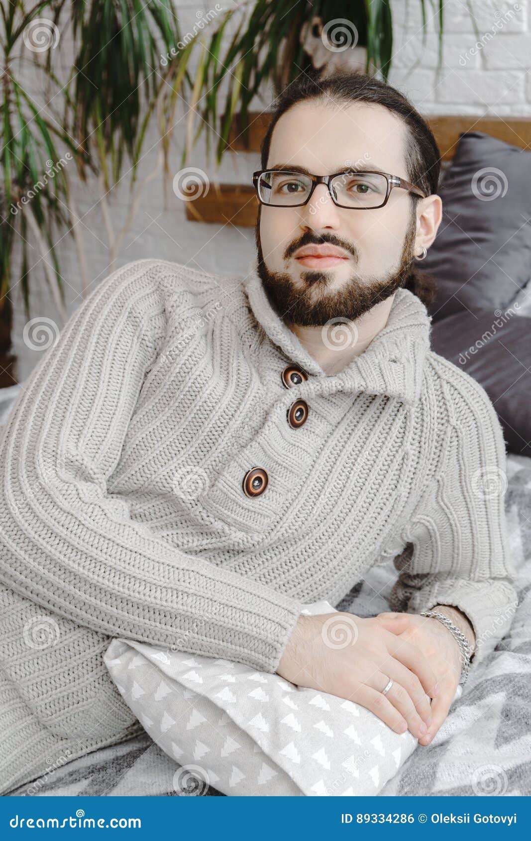 Kind Look Young Handsome Spectacled Man with Beard Portrait Stock Photo ...