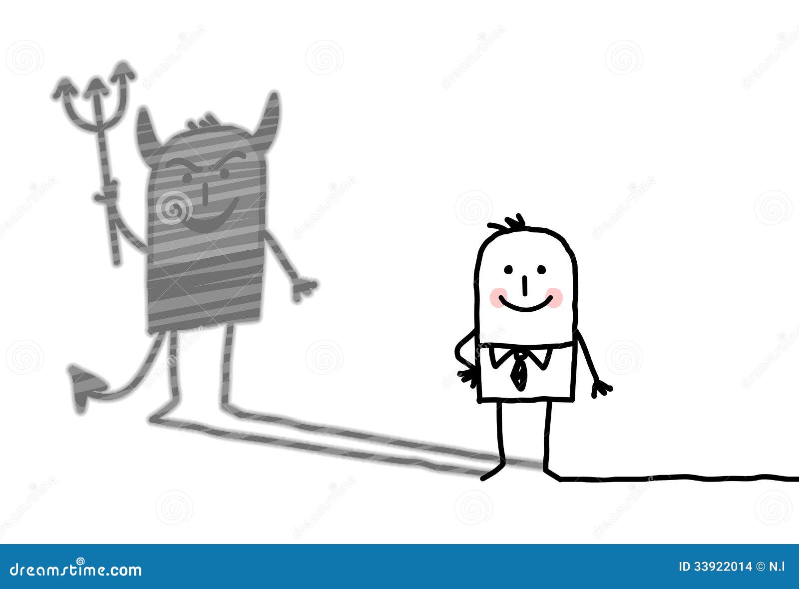 Kind man with devil shadow stock vector. Illustration of businessman ...