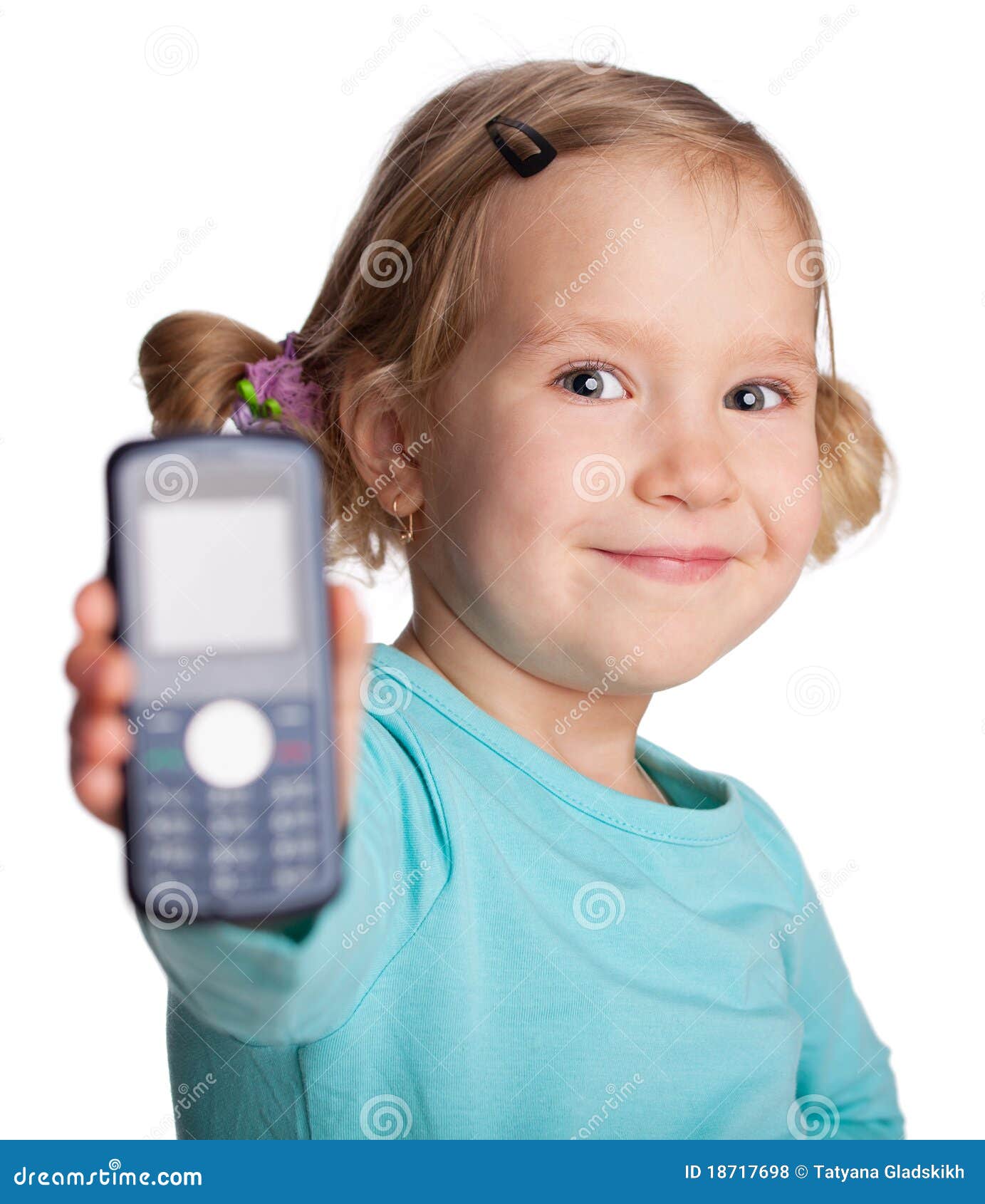 Kind met telefoon stock foto. Image of wijfje, jong, leuk - 18717698