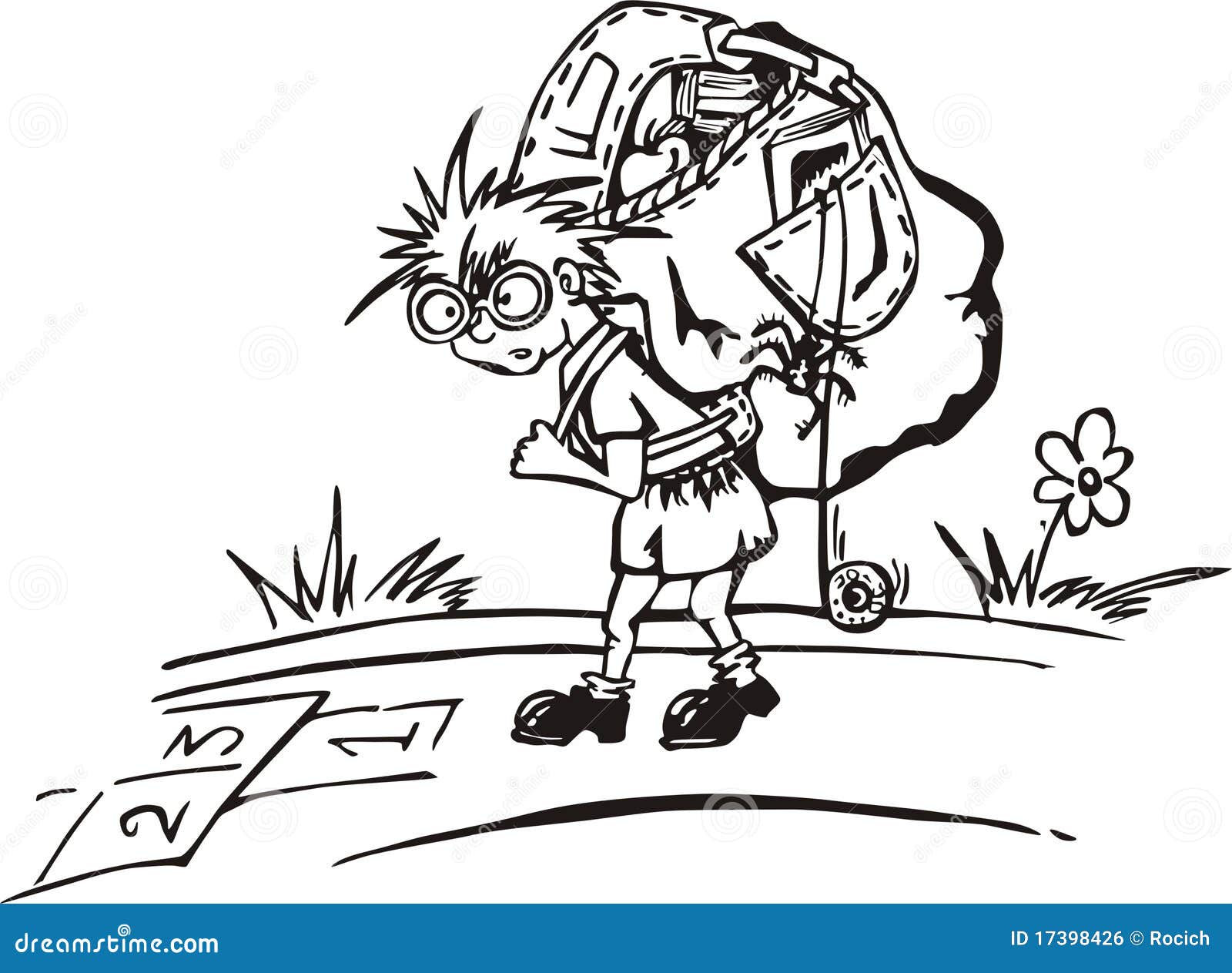 Kind mit Rucksack vektor abbildung. Illustration von schule - 17398426