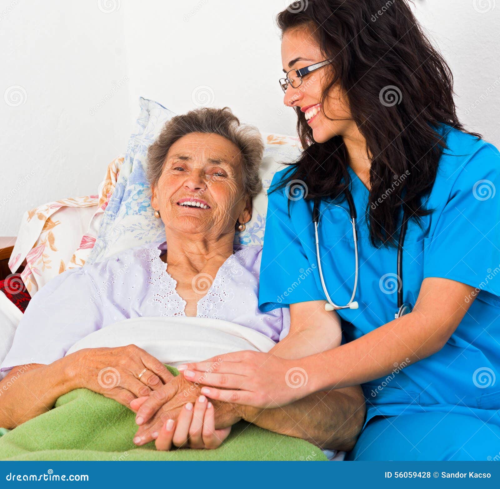 Kind Nurse with Elderly stock photo. Image of health - 56059428