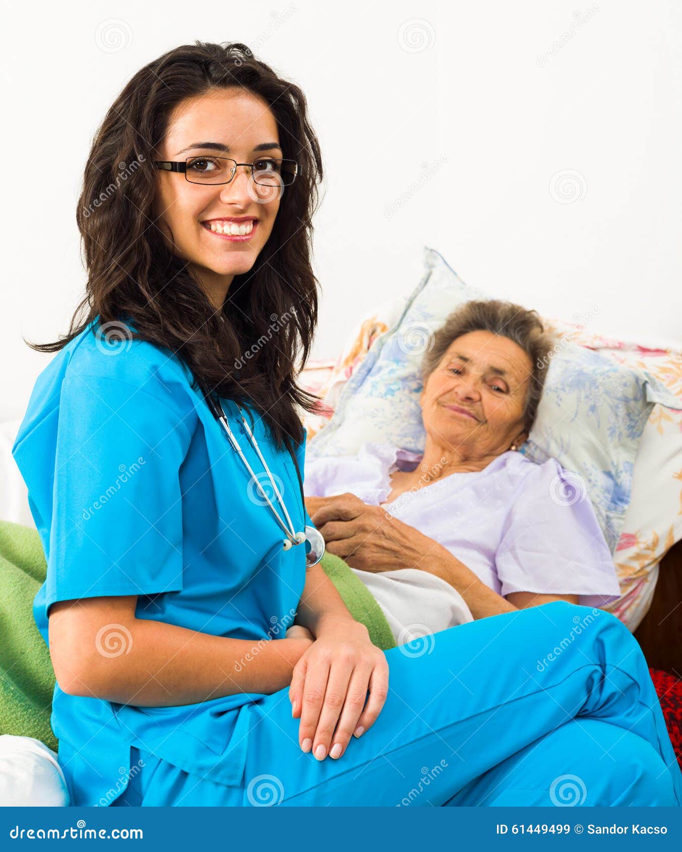 Kind Nurse with Elderly stock image. Image of caring - 61449499