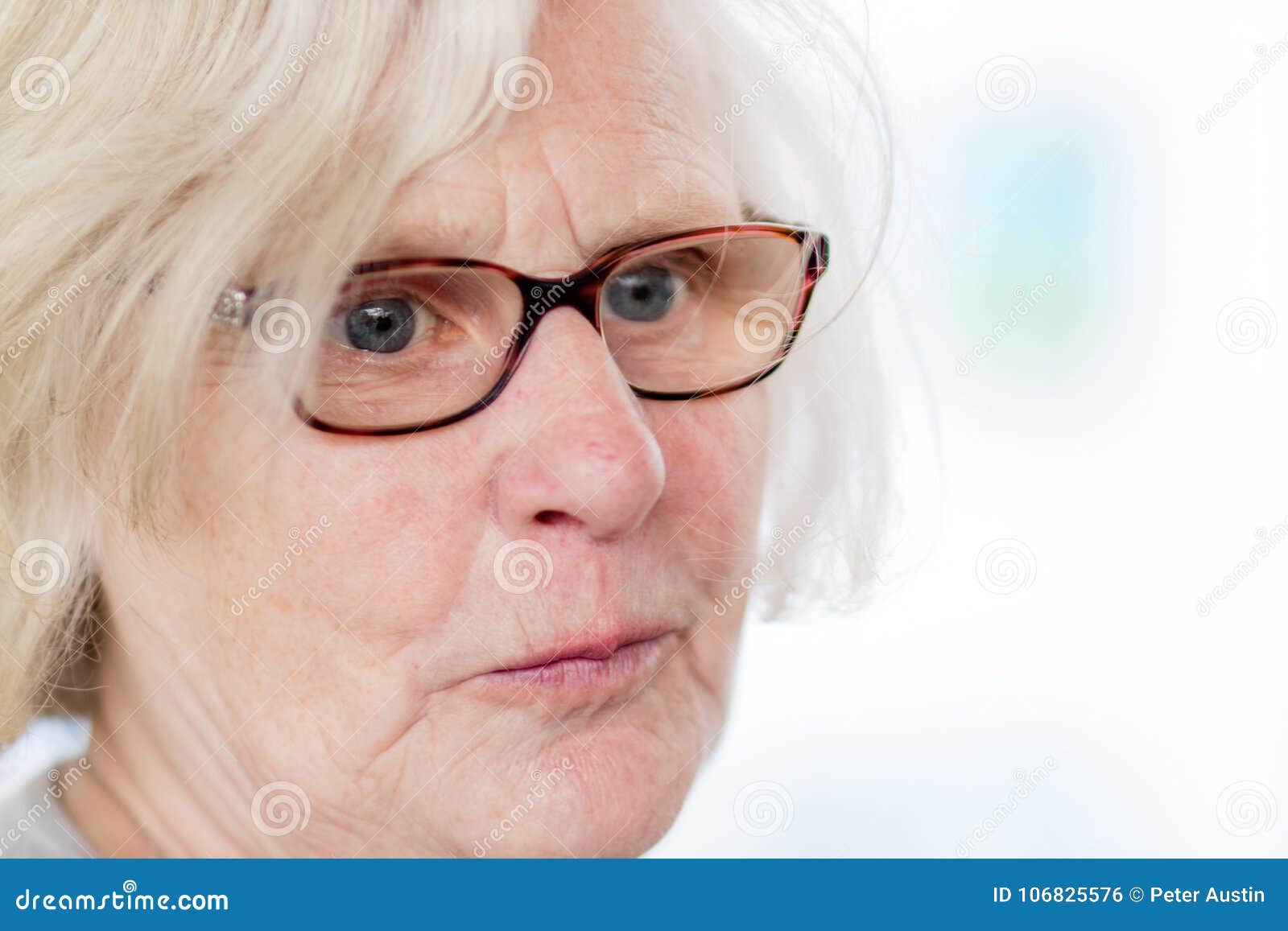 A Kind Old Lady Wearing Glasses Stock Photo - Image of bright, front ...