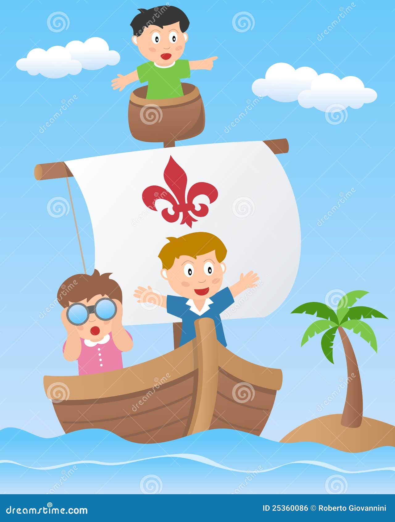 Kinder Auf Einem Segeln-Boot Vektor Abbildung - Illustration von jungen ...