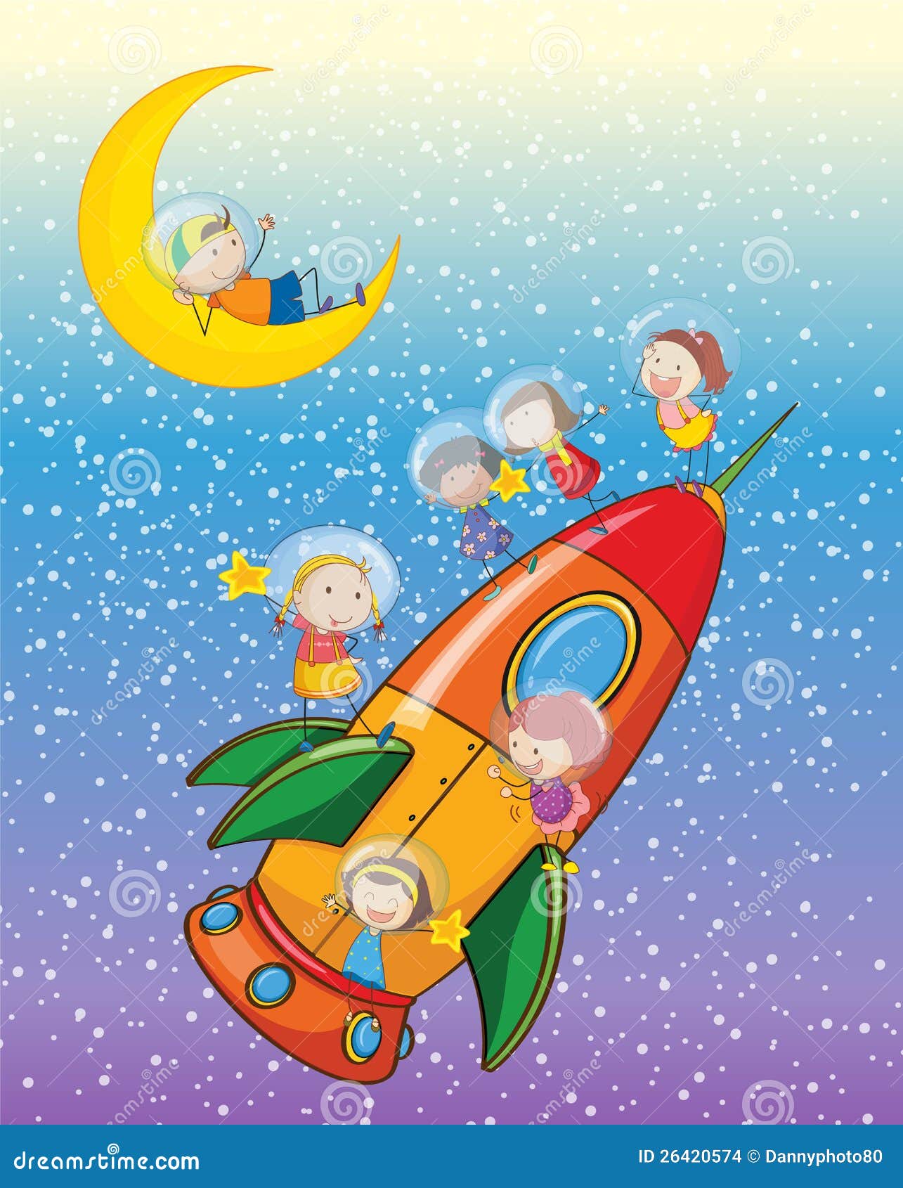 Kinder auf einer Rakete vektor abbildung. Illustration von junge - 26420574