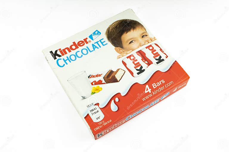Kinder Chocolate 4 Bars Package Isolated on White Background Editorial ...