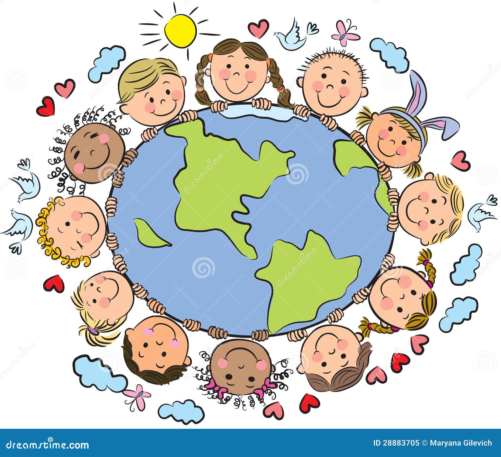 Kinder der Erde vektor abbildung. Illustration von rotationen - 28883705