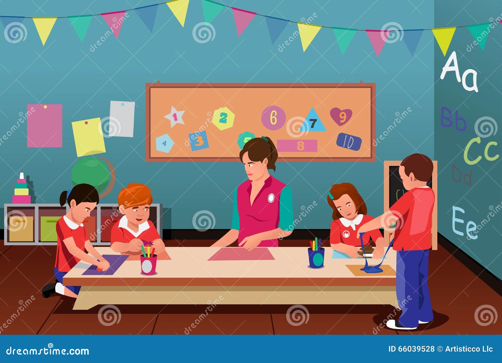 Kinder in der Vorschule vektor abbildung. Illustration von pädagogisch ...