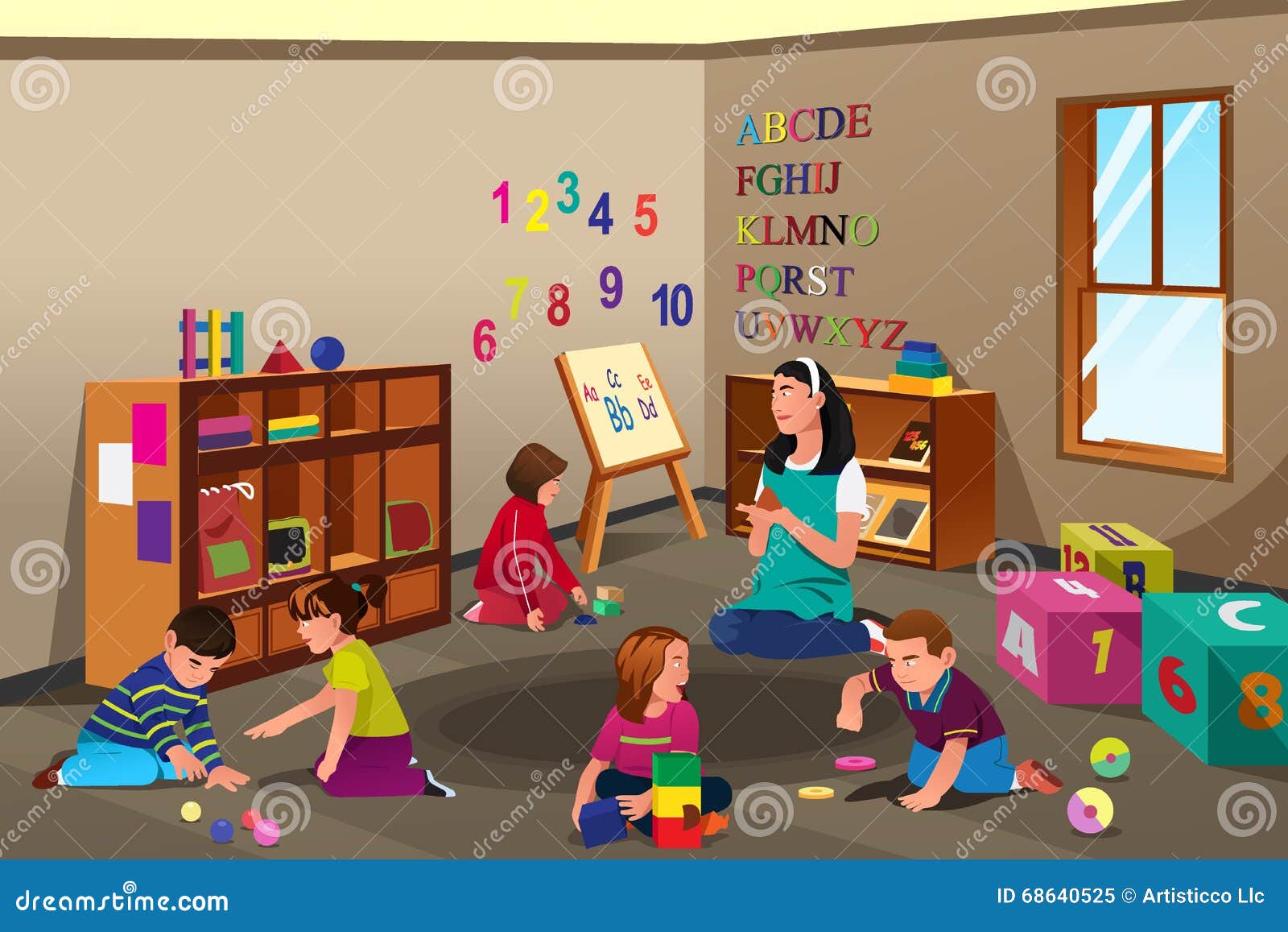 Kinder in der Vorschule vektor abbildung. Illustration von zeichnung ...