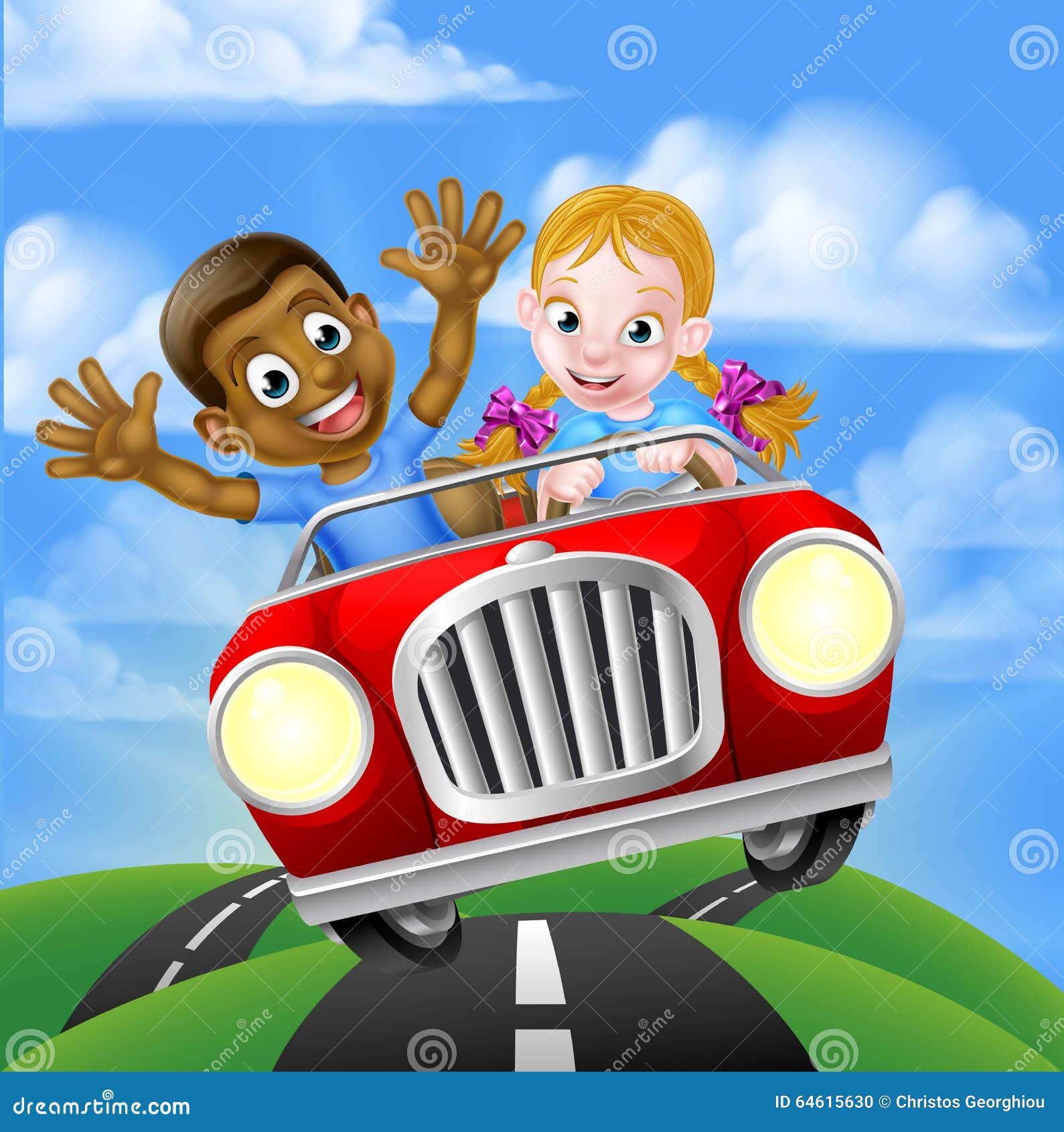 Kinder, die Auto fahren vektor abbildung. Illustration von klassisch ...