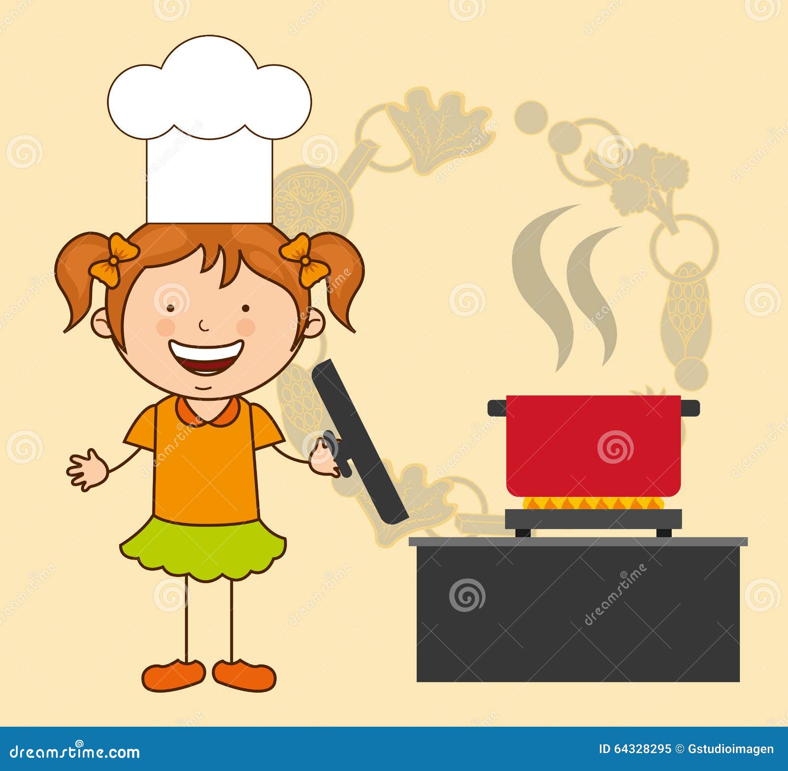 Kinder, die Design kochen stock abbildung. Illustration von frau - 64328295