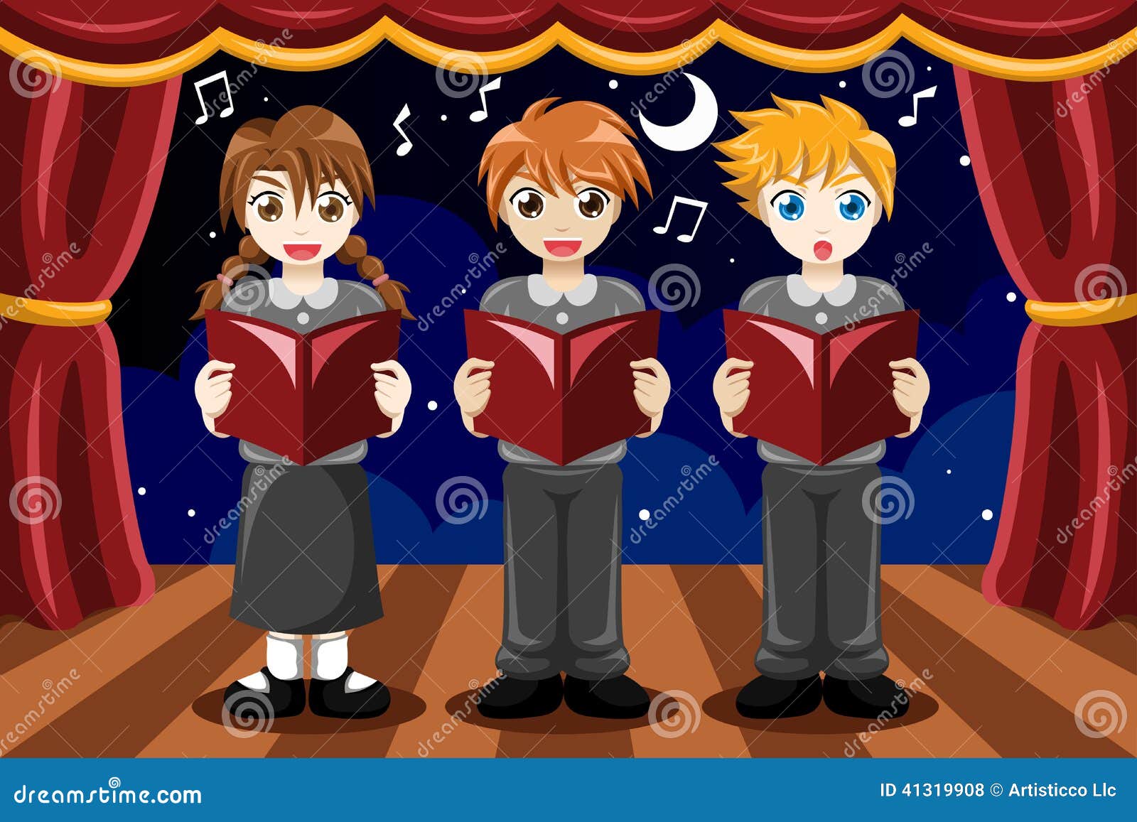 Kinder, Die in Einem Chor Singen Vektor Abbildung - Illustration von ...