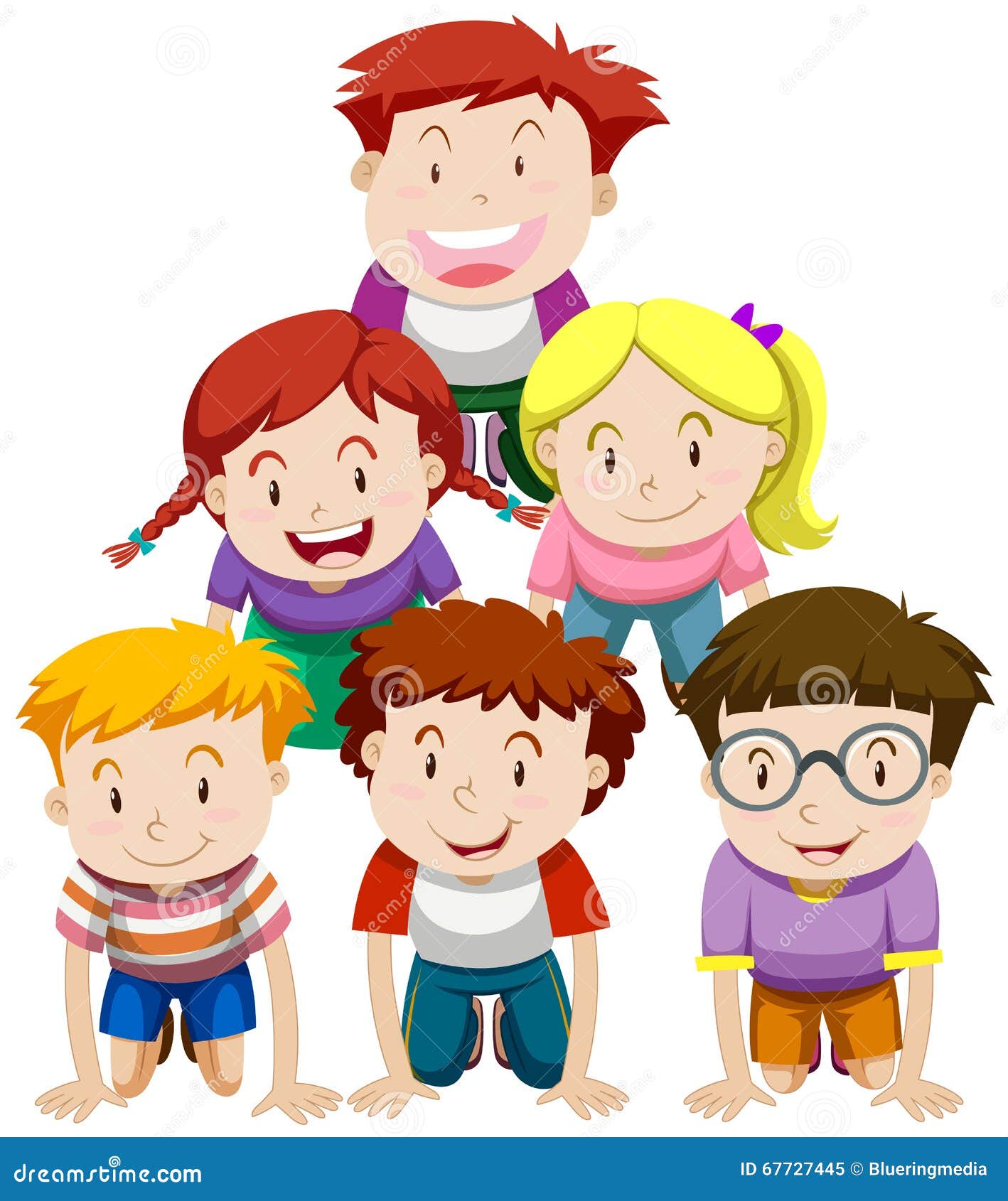 Kinder, Die Menschliche Pyramide Spielen Vektor Abbildung ...