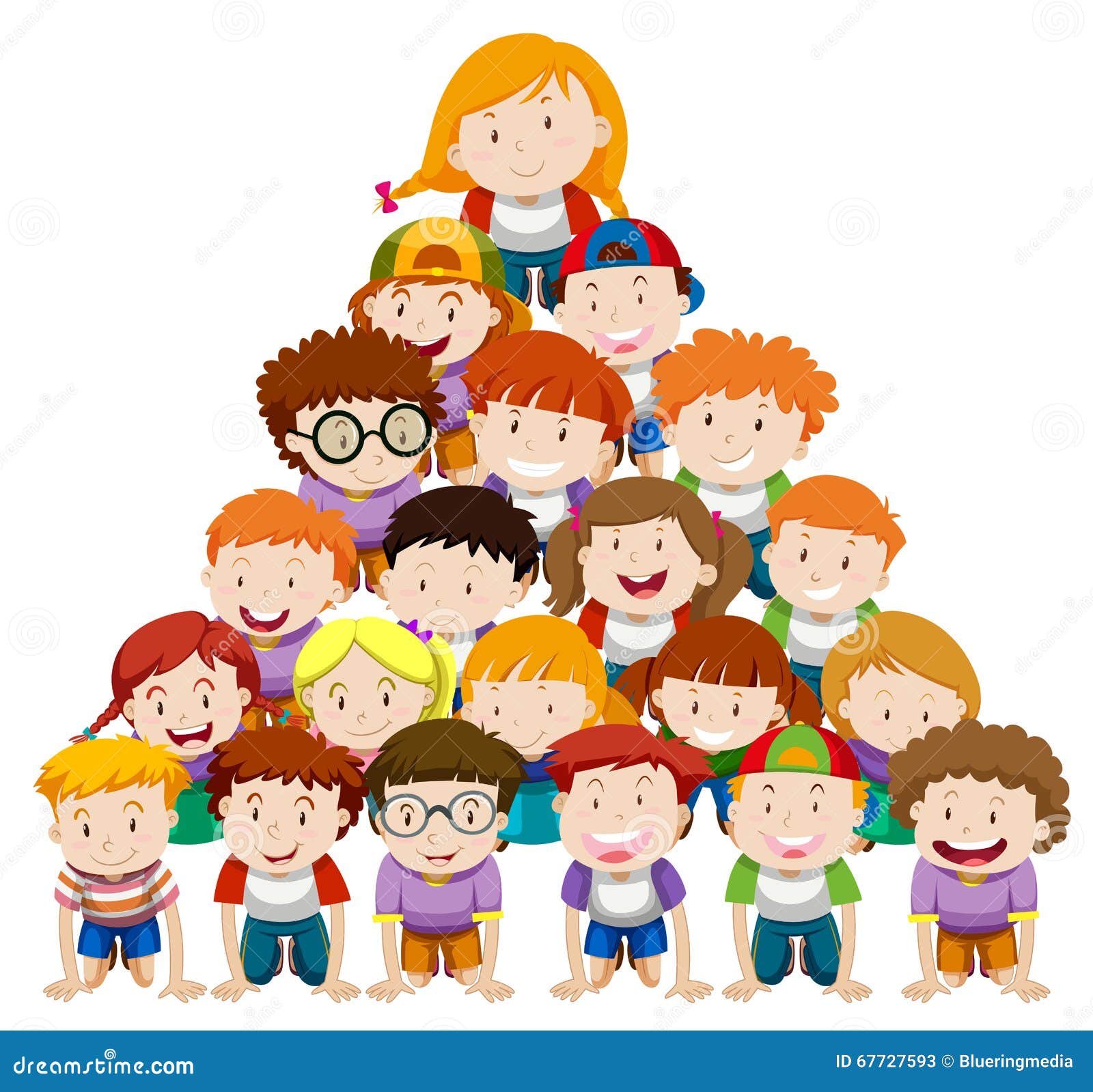 Kinder, Die Menschliche Pyramide Tun Vektor Abbildung - Illustration ...