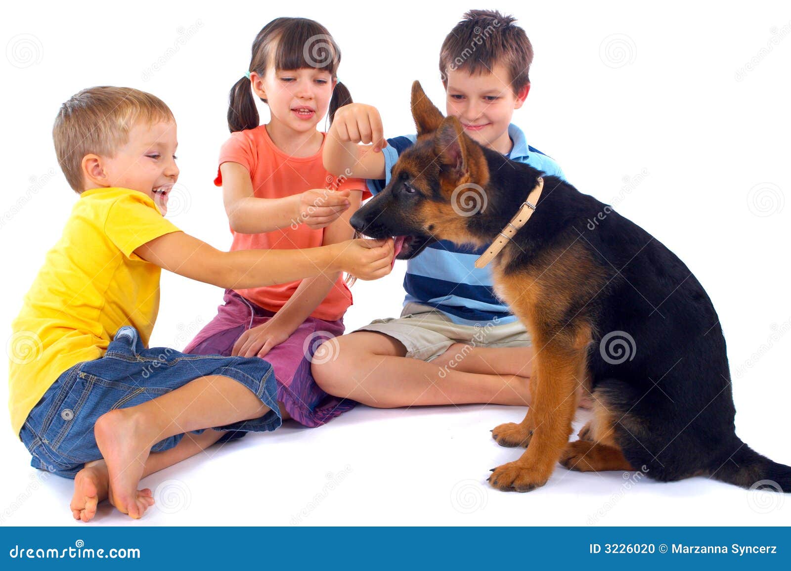 Kinder, Die Mit Hund Spielen Stockfoto - Bild von mann, freund: 3226020