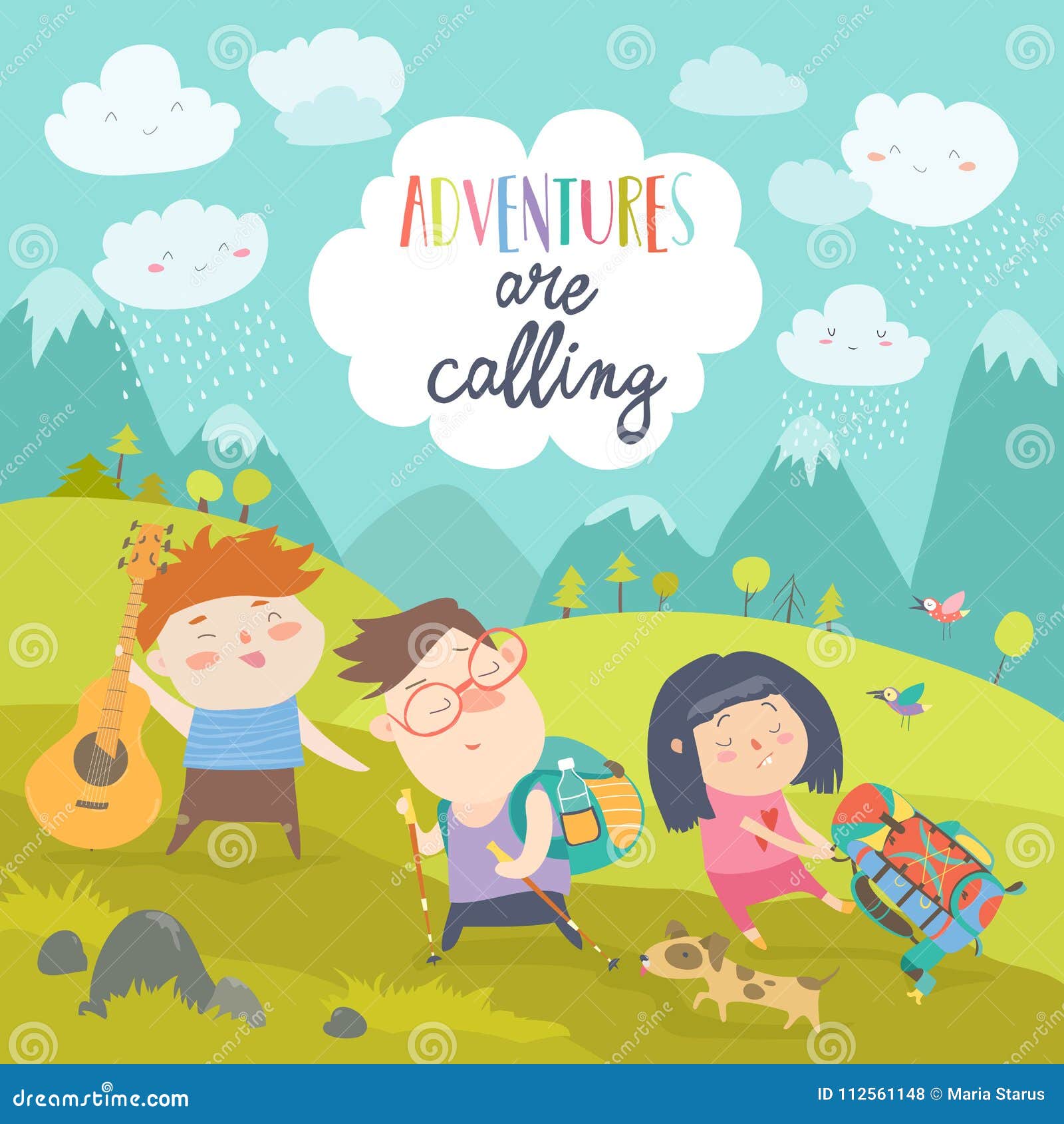 Kinder, Die Oben Den Berg Wandern Vektor Abbildung - Illustration von ...