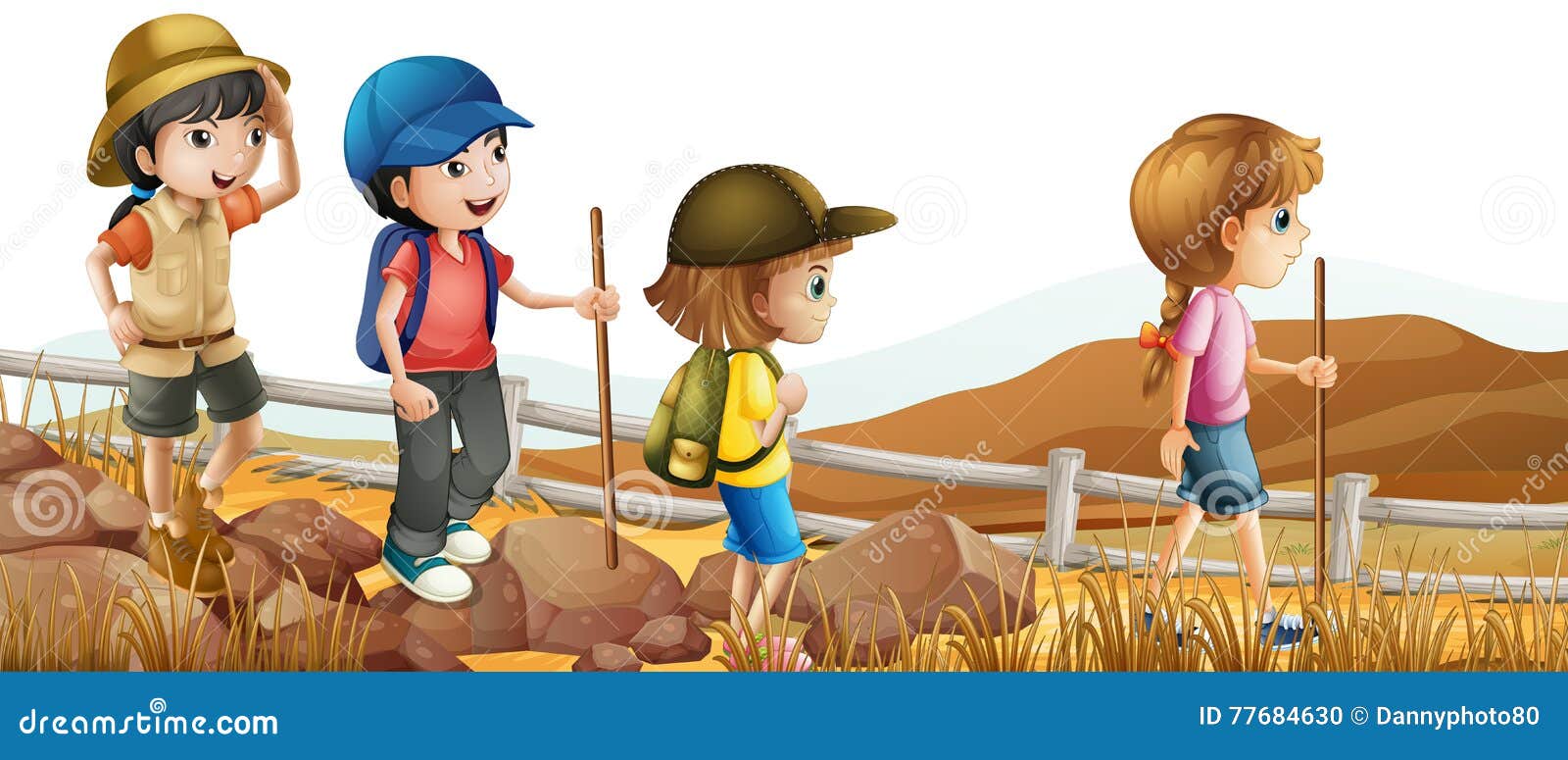 Kinder, Die Oben Den Berg Wandern Vektor Abbildung - Illustration von ...