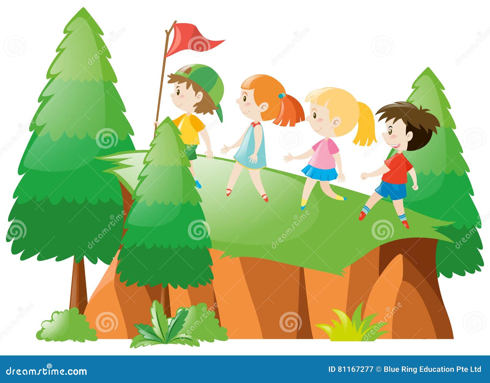 Kinder, Die Oben Den Berg Wandern Vektor Abbildung - Illustration von ...