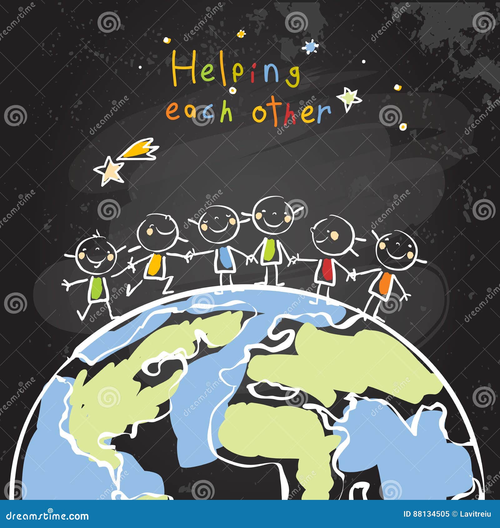 Kinder, die sich helfen vektor abbildung. Illustration von zeichnung ...