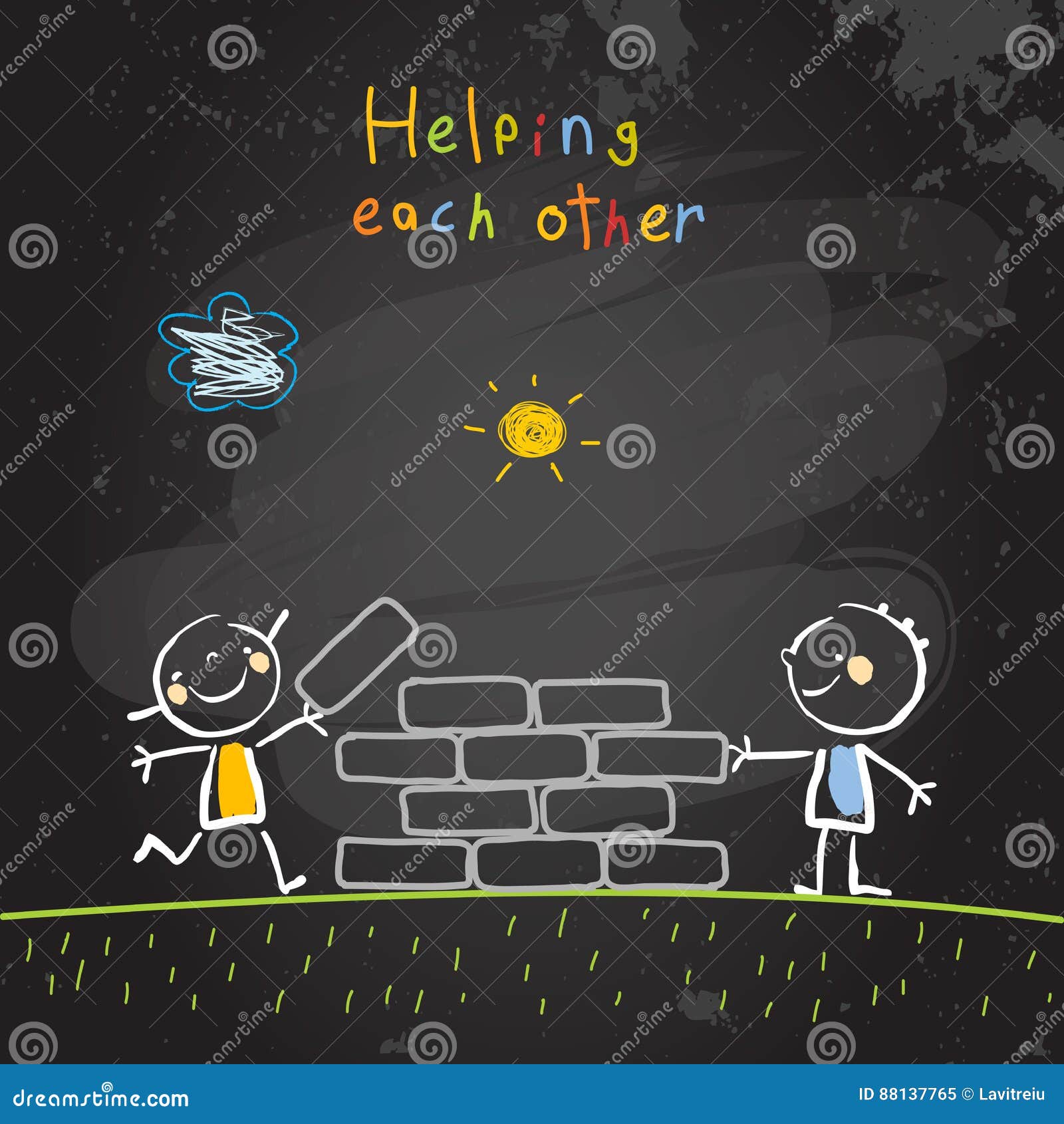 Kinder, die sich helfen vektor abbildung. Illustration von hilfsmittel ...