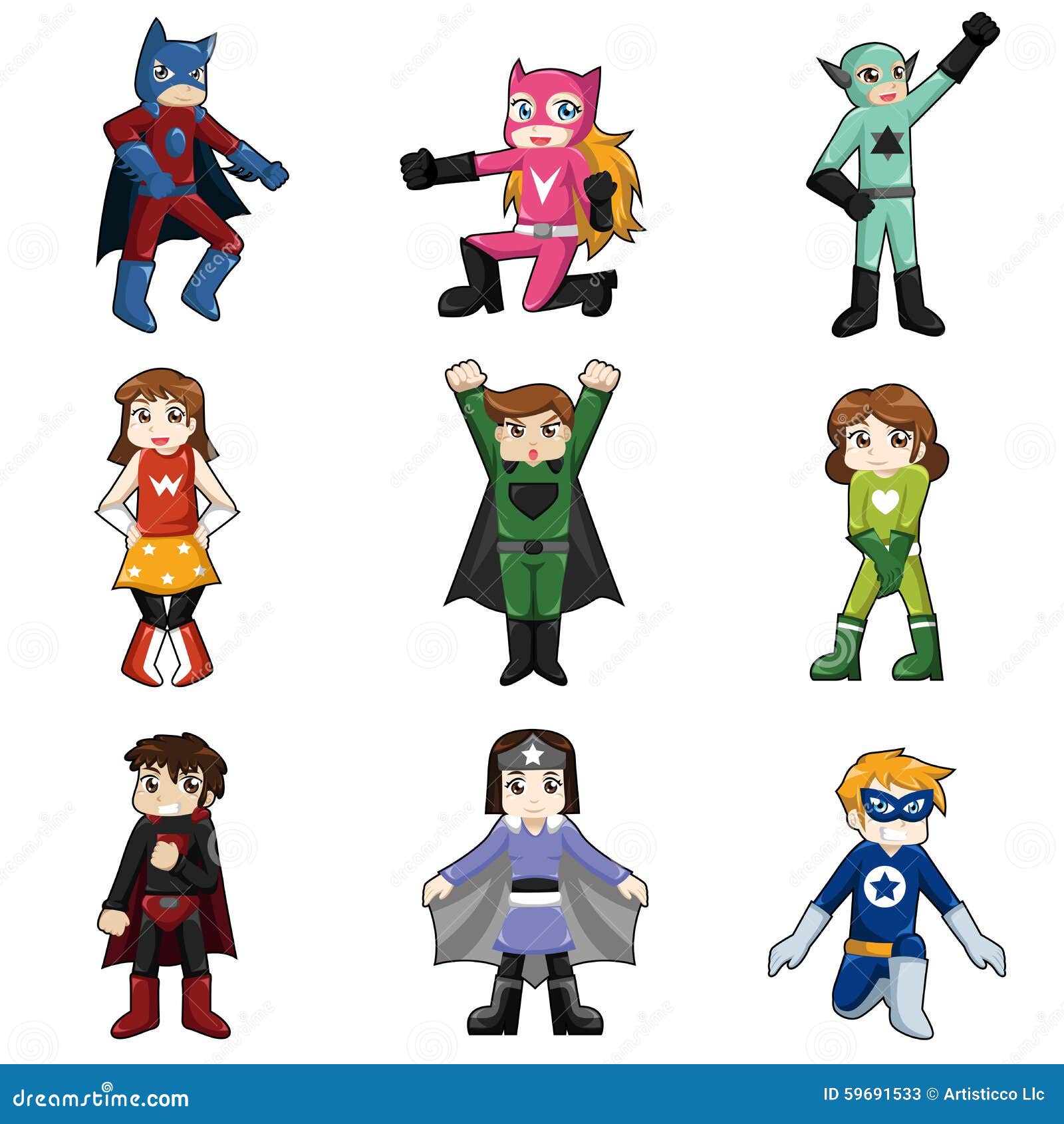 Kinder, Die Superheld-Kostüm Tragen Vektor Abbildung - Illustration von ...