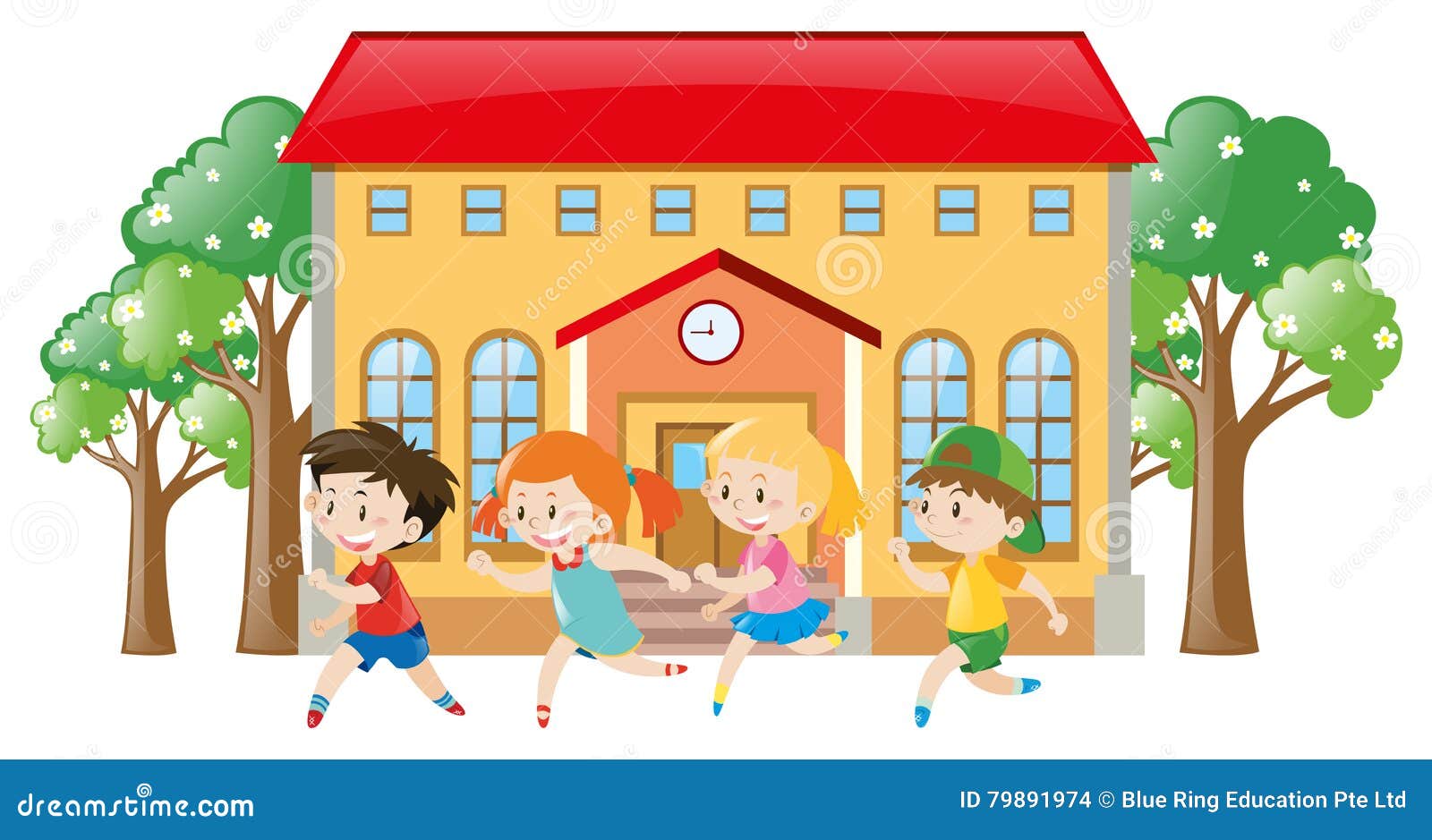 Kinder, Die Vor Schule Laufen Vektor Abbildung - Illustration von ...