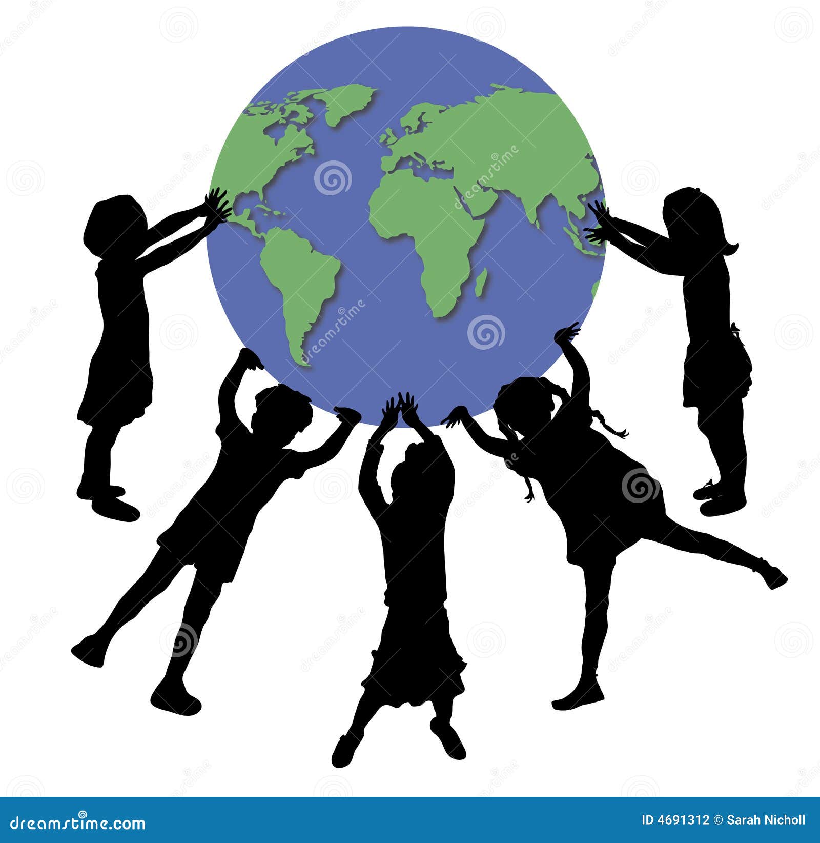 Kinder, Die Welt 2 Anhalten Stock Abbildung - Illustration von tragen ...