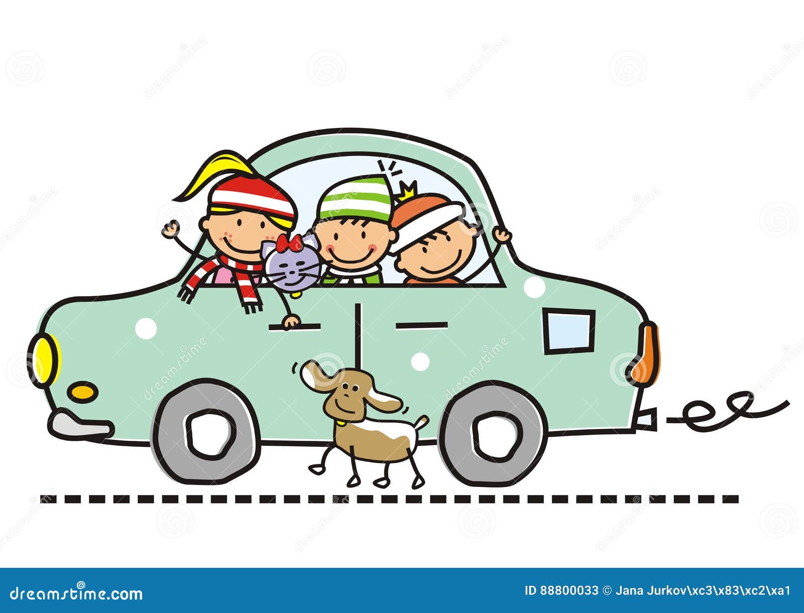 Kinder im Auto vektor abbildung. Illustration von nett - 88800033