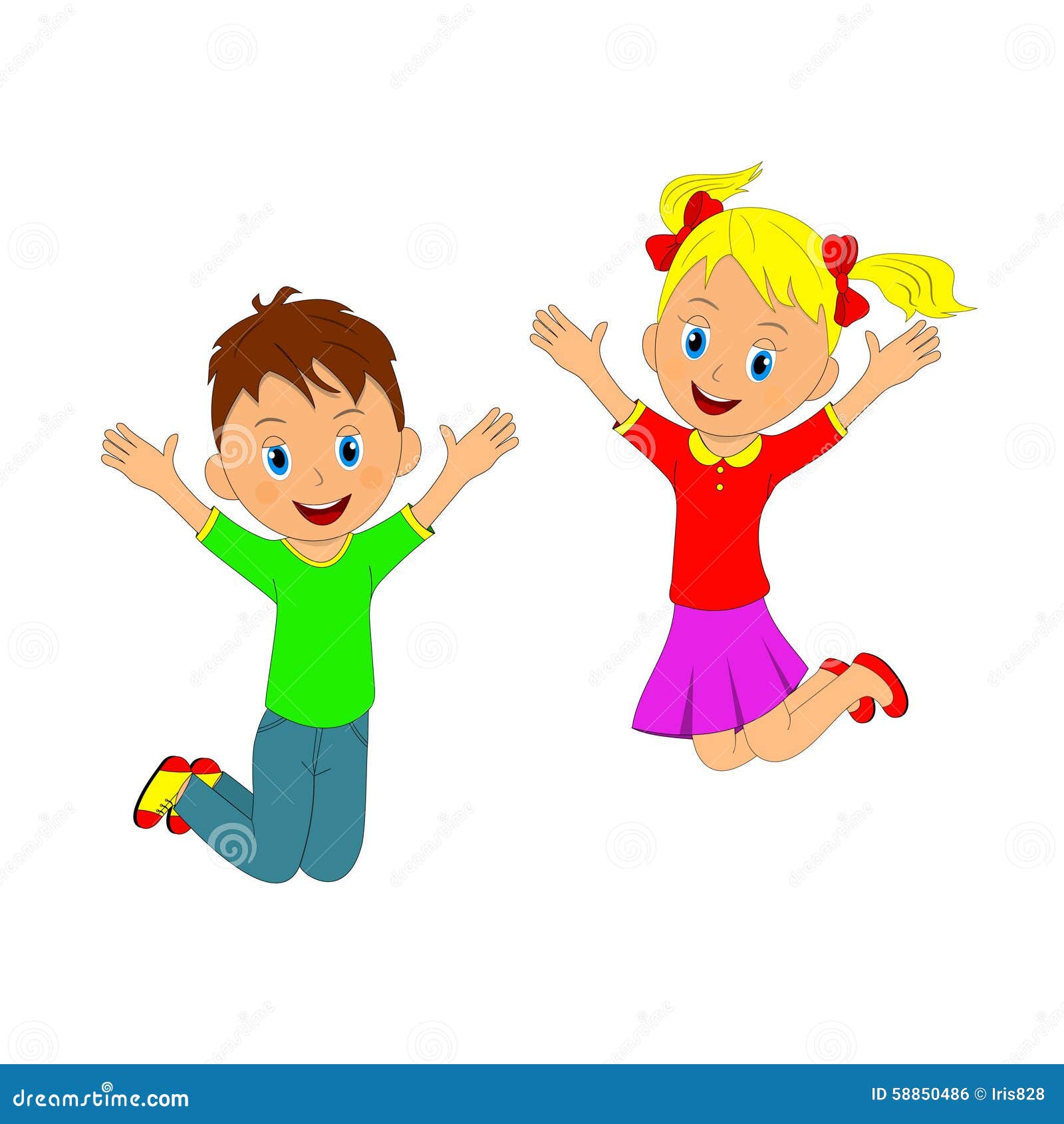 Kinder-, Jungen- Und Mädchenspringen Vektor Abbildung - Illustration ...