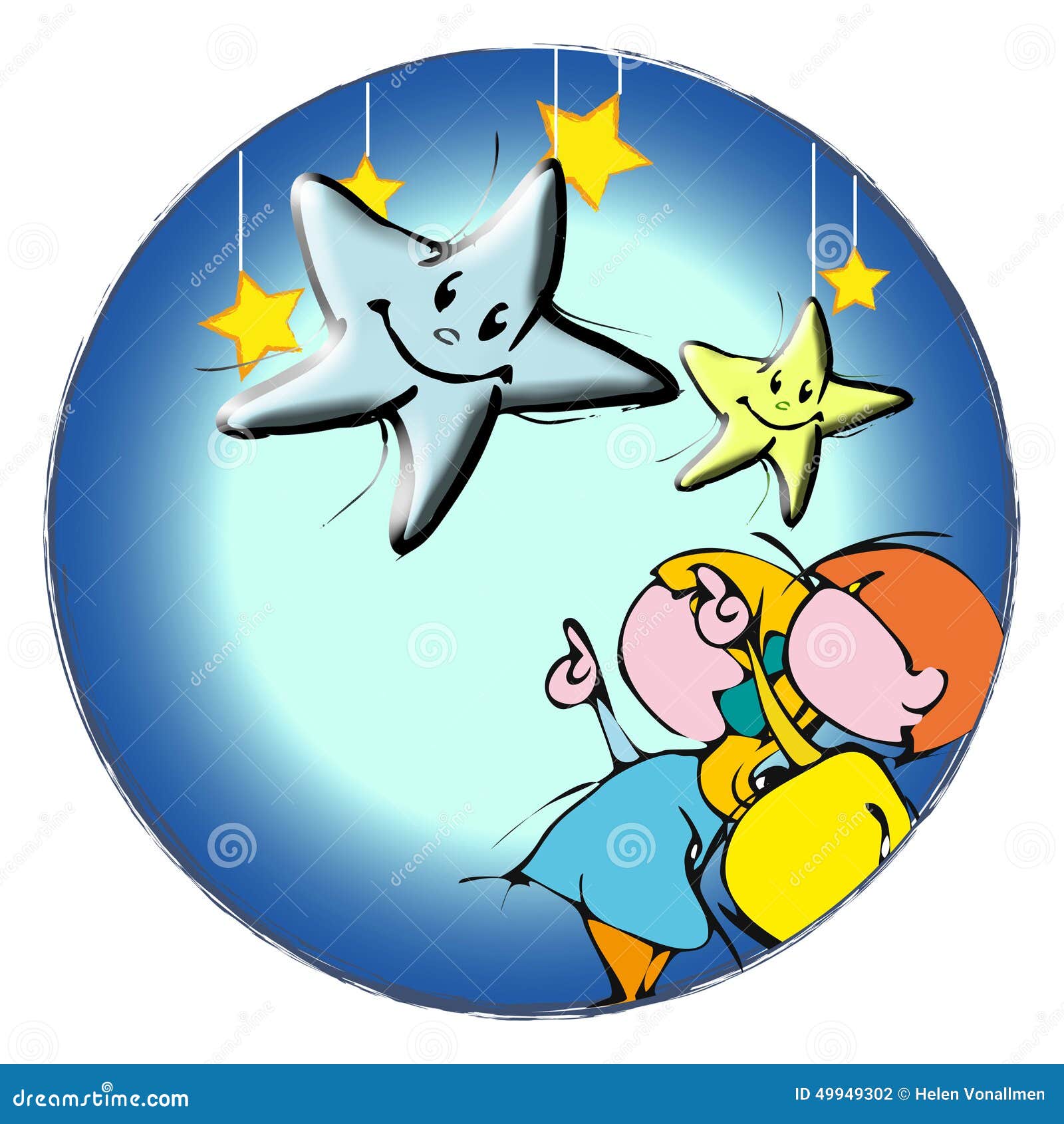 Kinder mit Sternen stock abbildung. Illustration von comics - 49949302