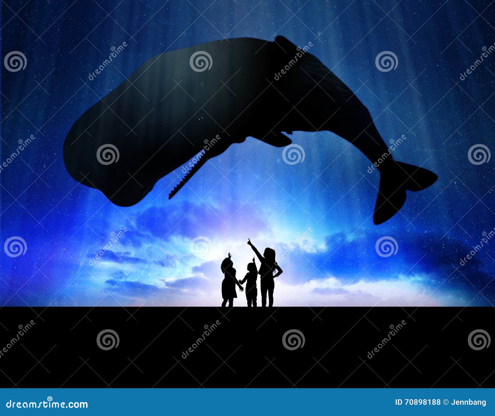 Kinder mit Wal stock abbildung. Illustration von meer - 70898188