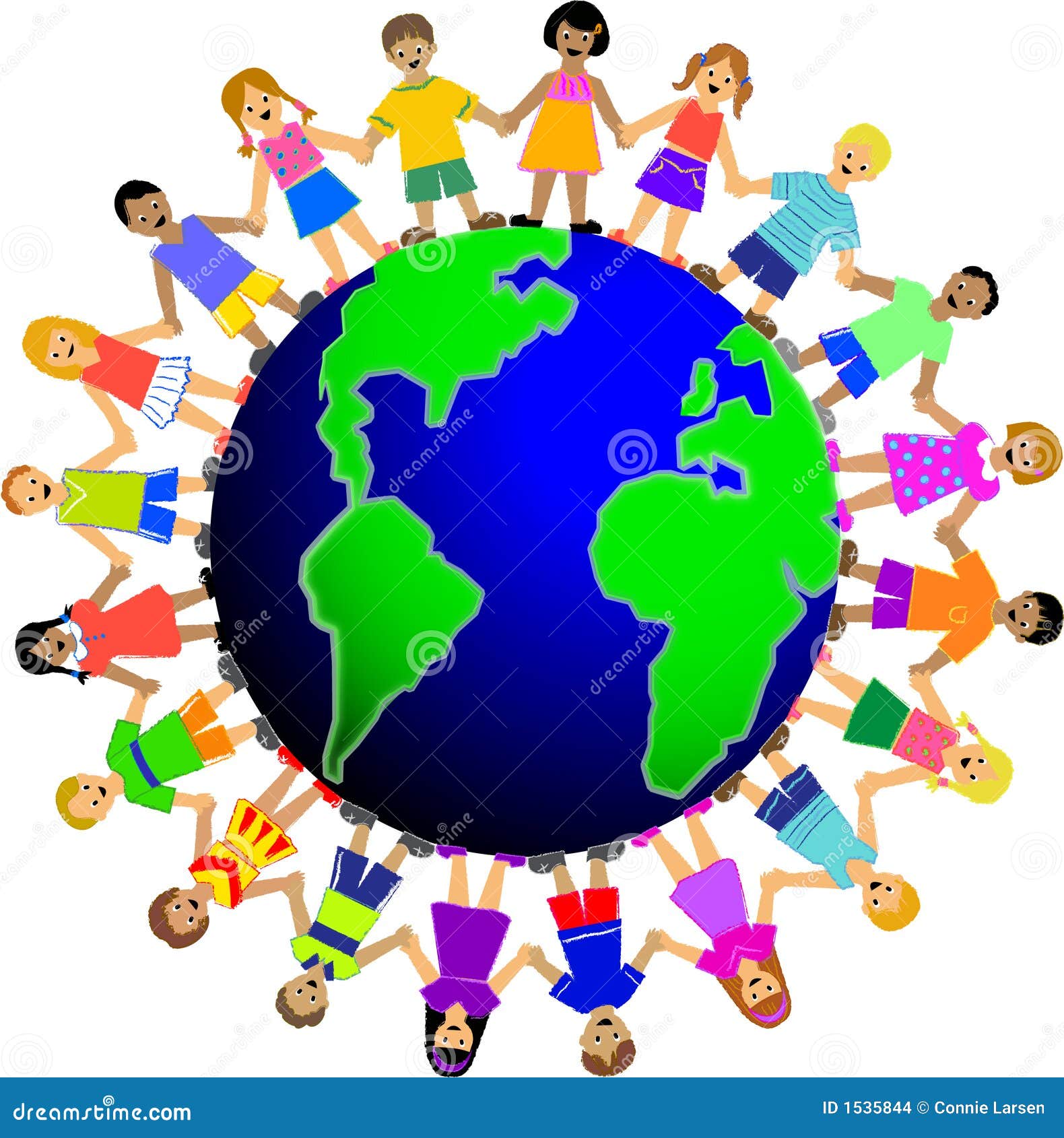 Kinder um die Welt stock abbildung. Illustration von karikatur - 1535844