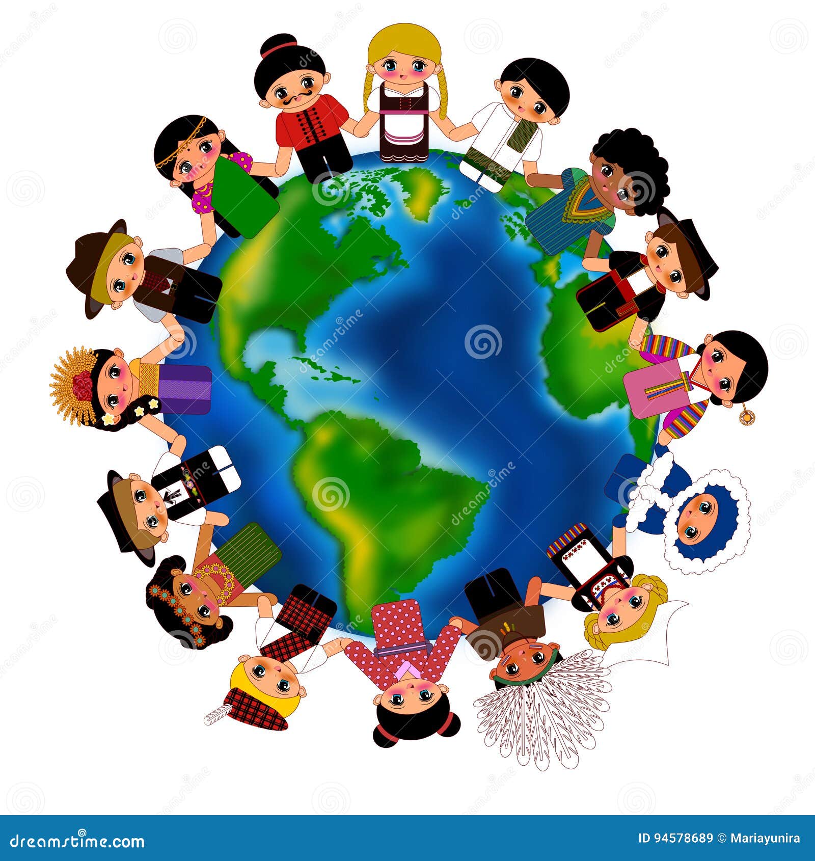 Kinder um die Welt stockbild. Illustration von karikatur - 94578689