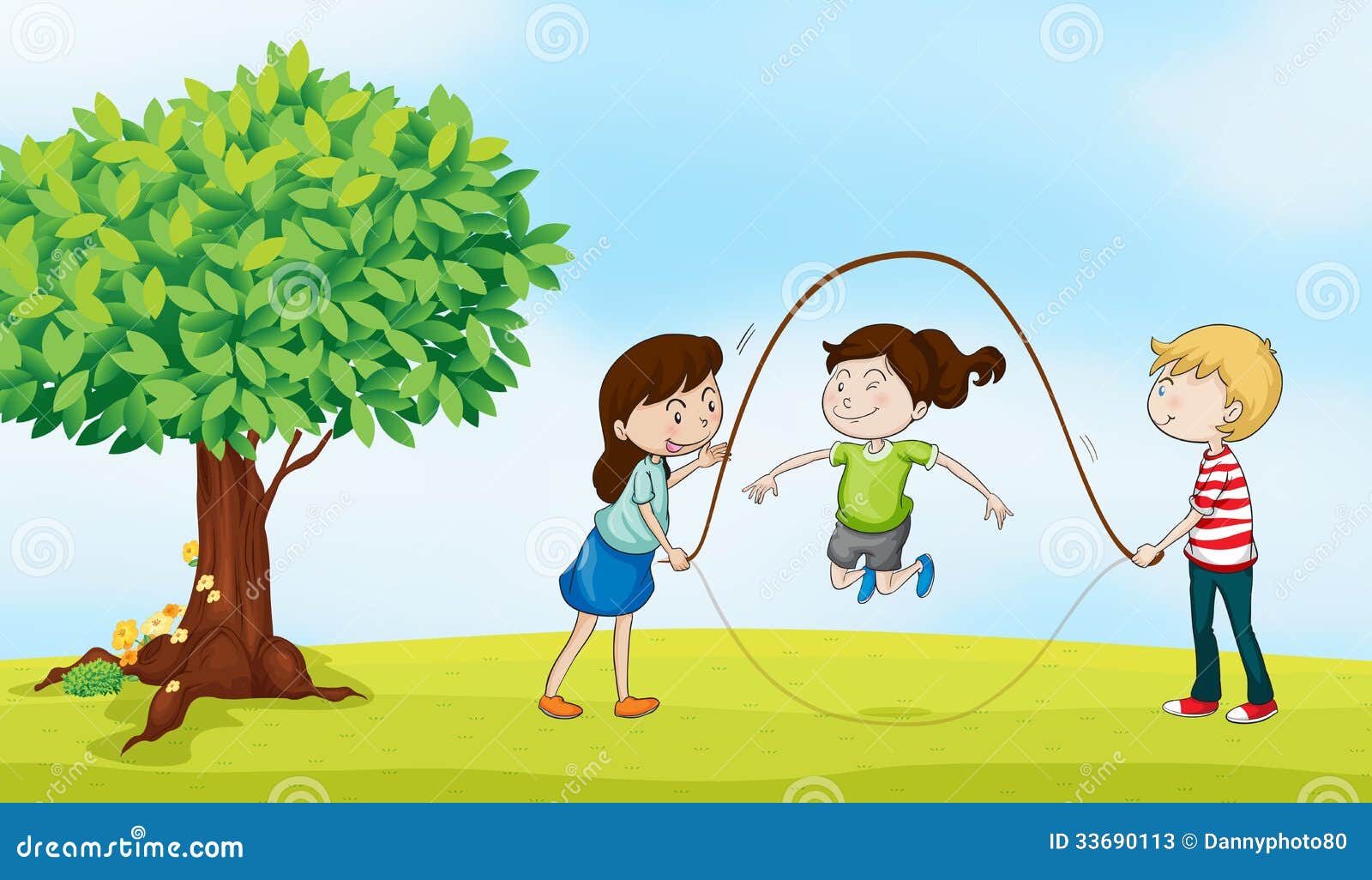 Kinder und ein Baum stock abbildung. Illustration von aktiv - 33690113