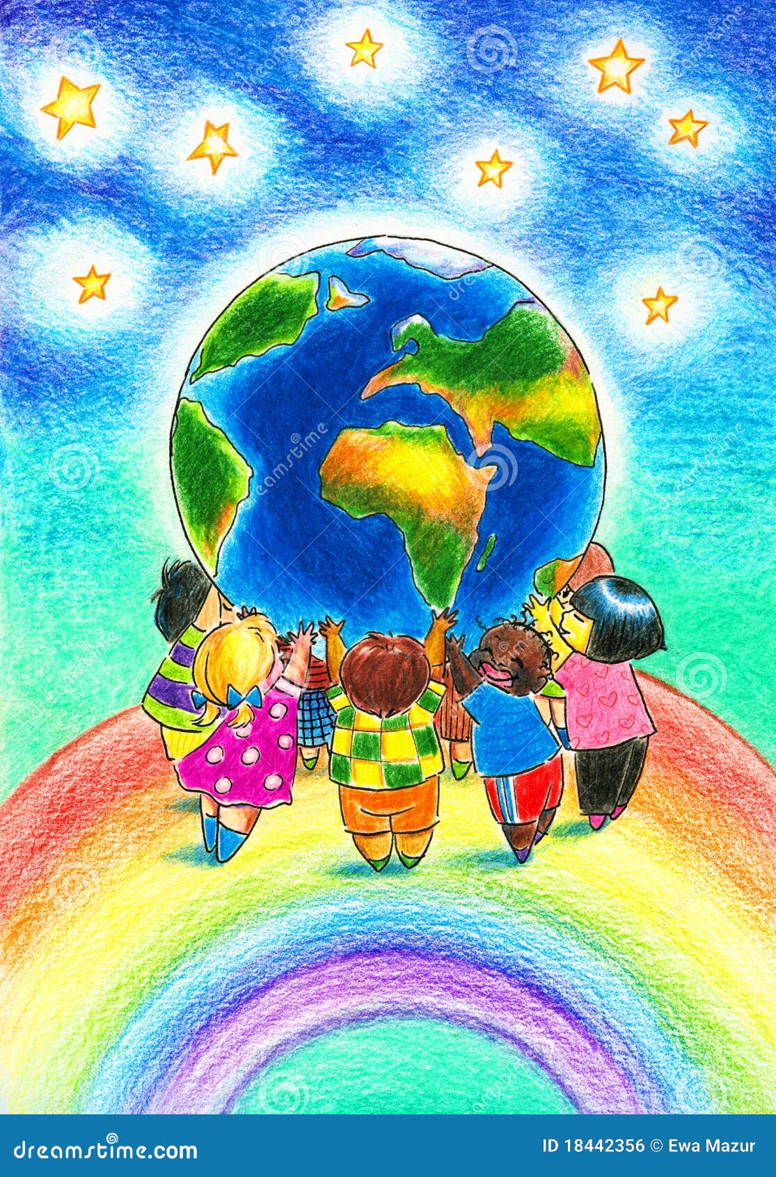 Kinder und Erde stock abbildung. Illustration von graphik - 18442356