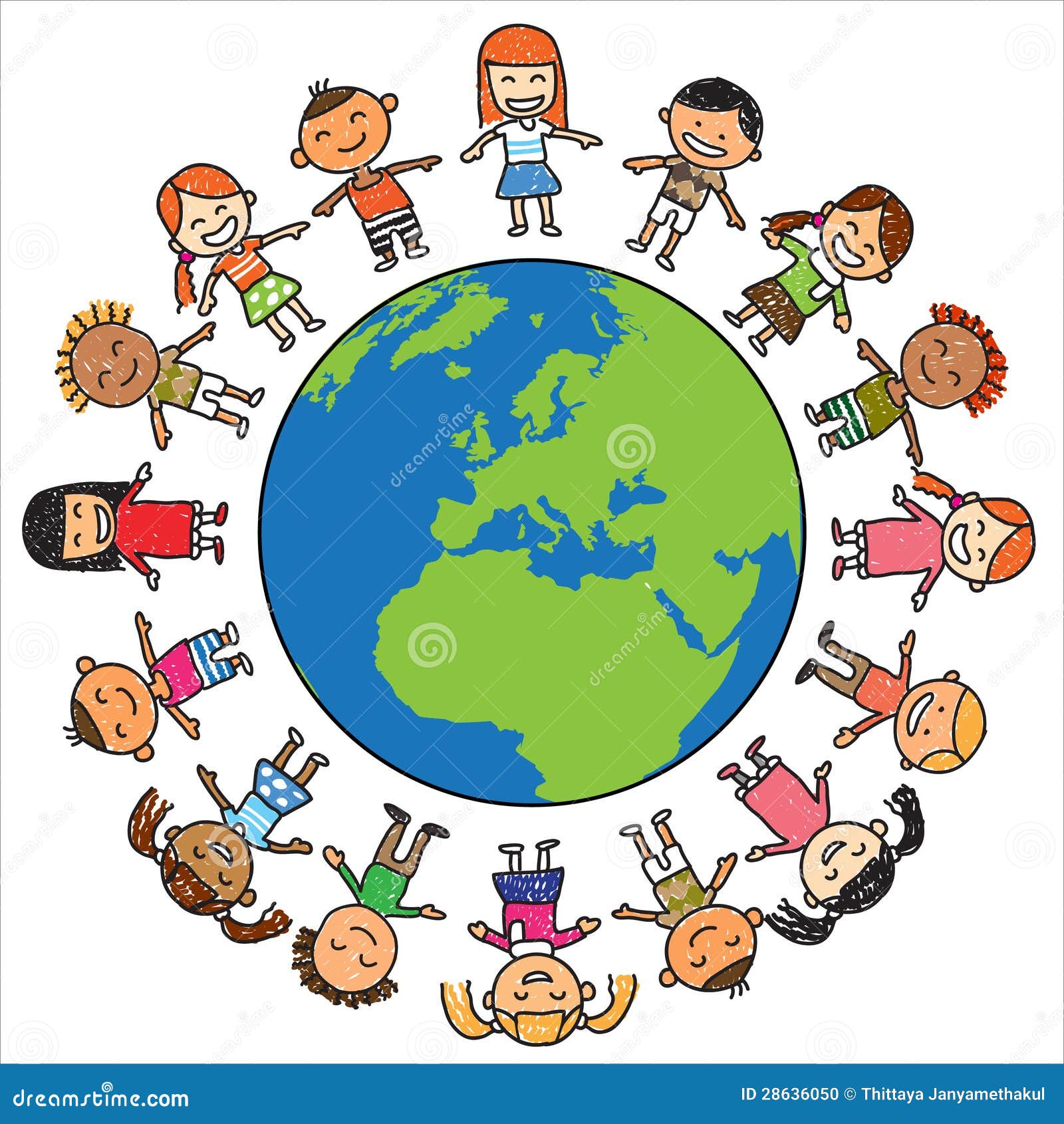 Kinder und Erde stock abbildung. Illustration von farbe - 28636050