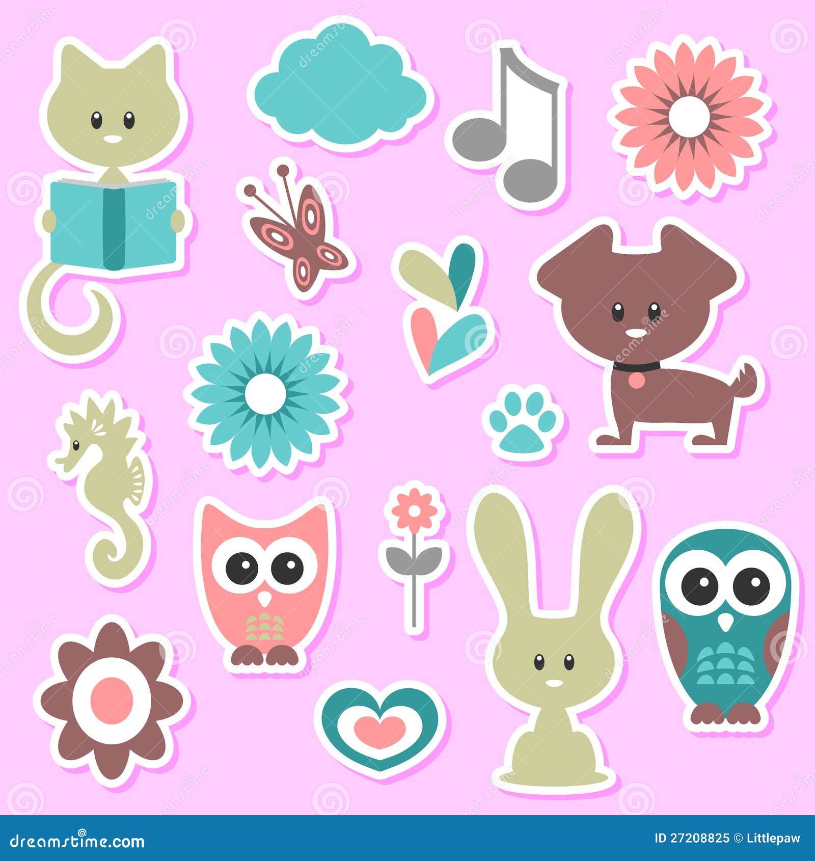 Kinderachtige Leuke Geplaatste Stickers Vector Illustratie ...