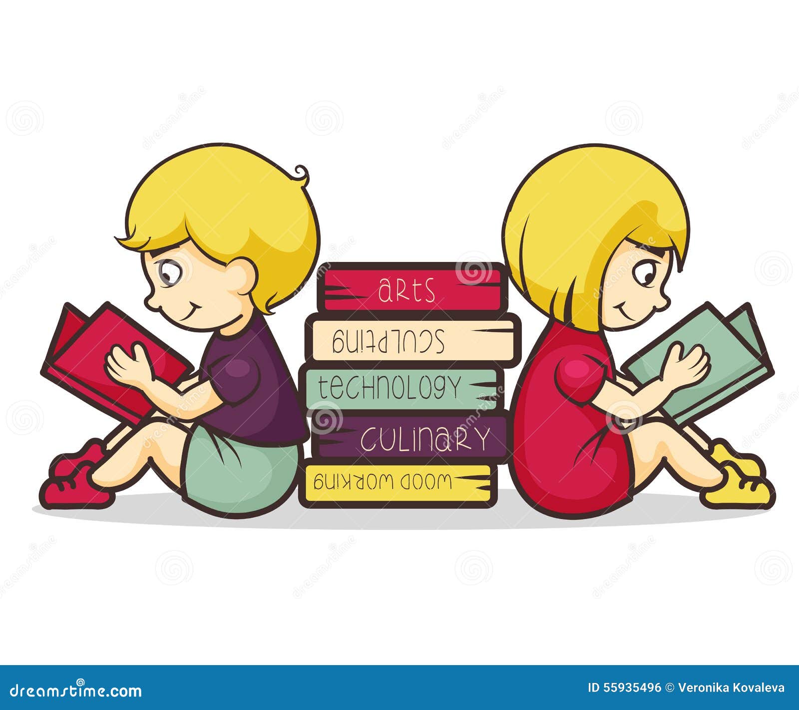 Kinderen die boeken lezen vector illustratie. Illustration of ...