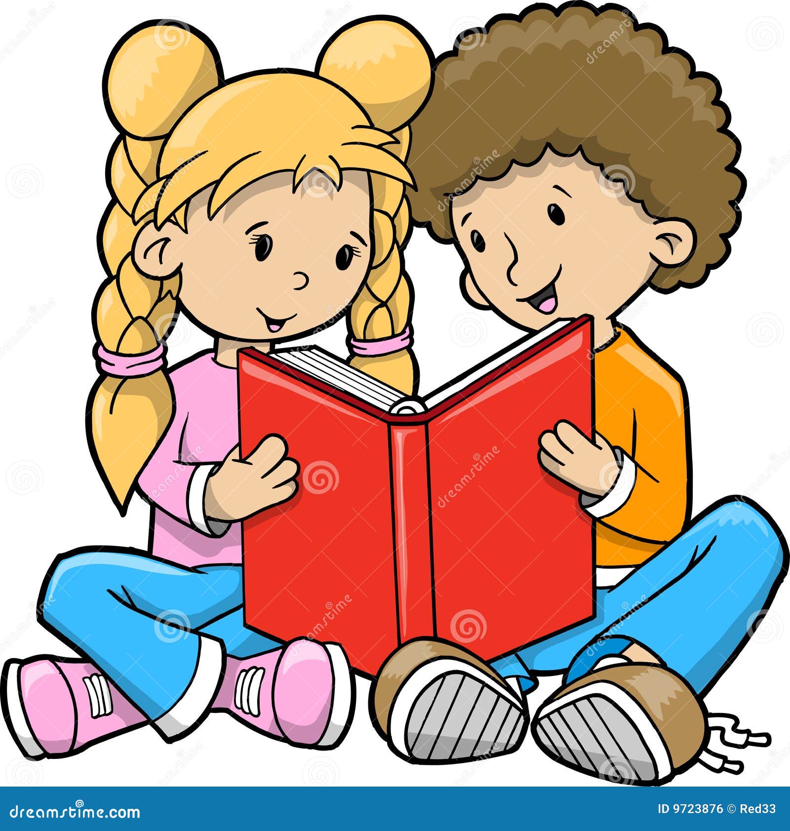 Lesegrenze Clipart Kinderen Die De Vector Van Het Boek Lezen Vector