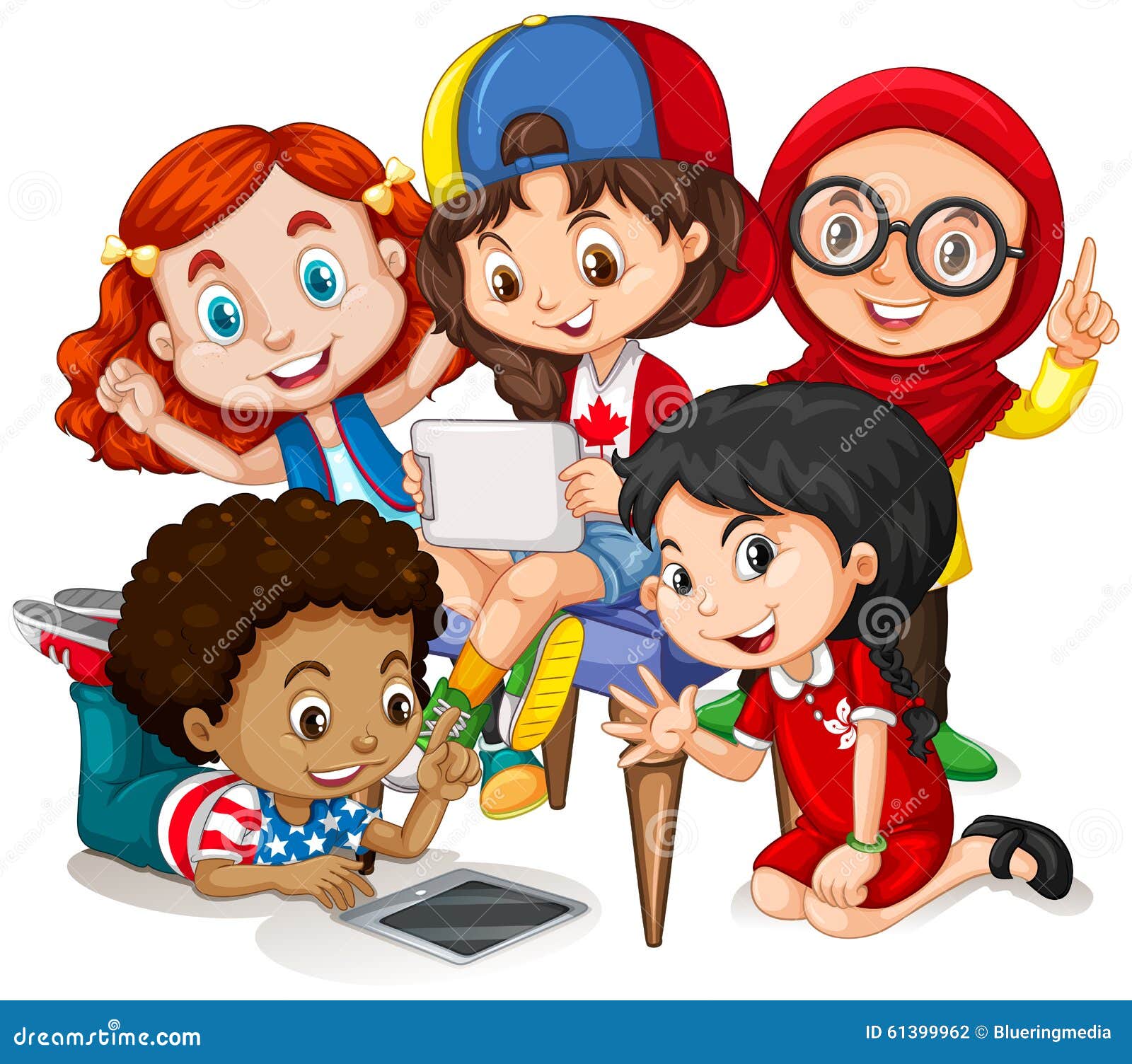 Kinderen Die in Groep Werken Vector Illustratie - Illustration of ...