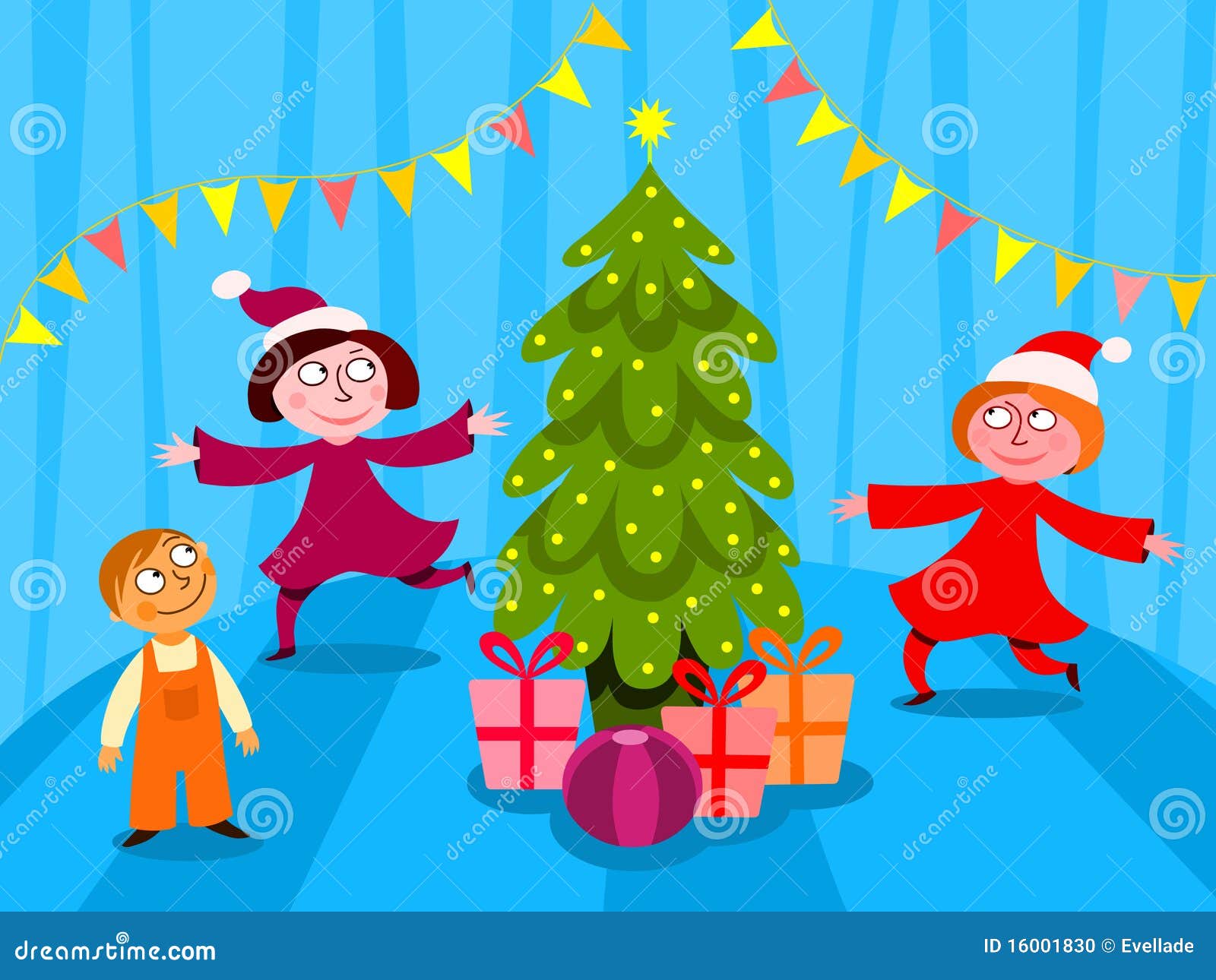 Kinderen Die Kerstmis Vieren Vector Illustratie - Illustration of ...
