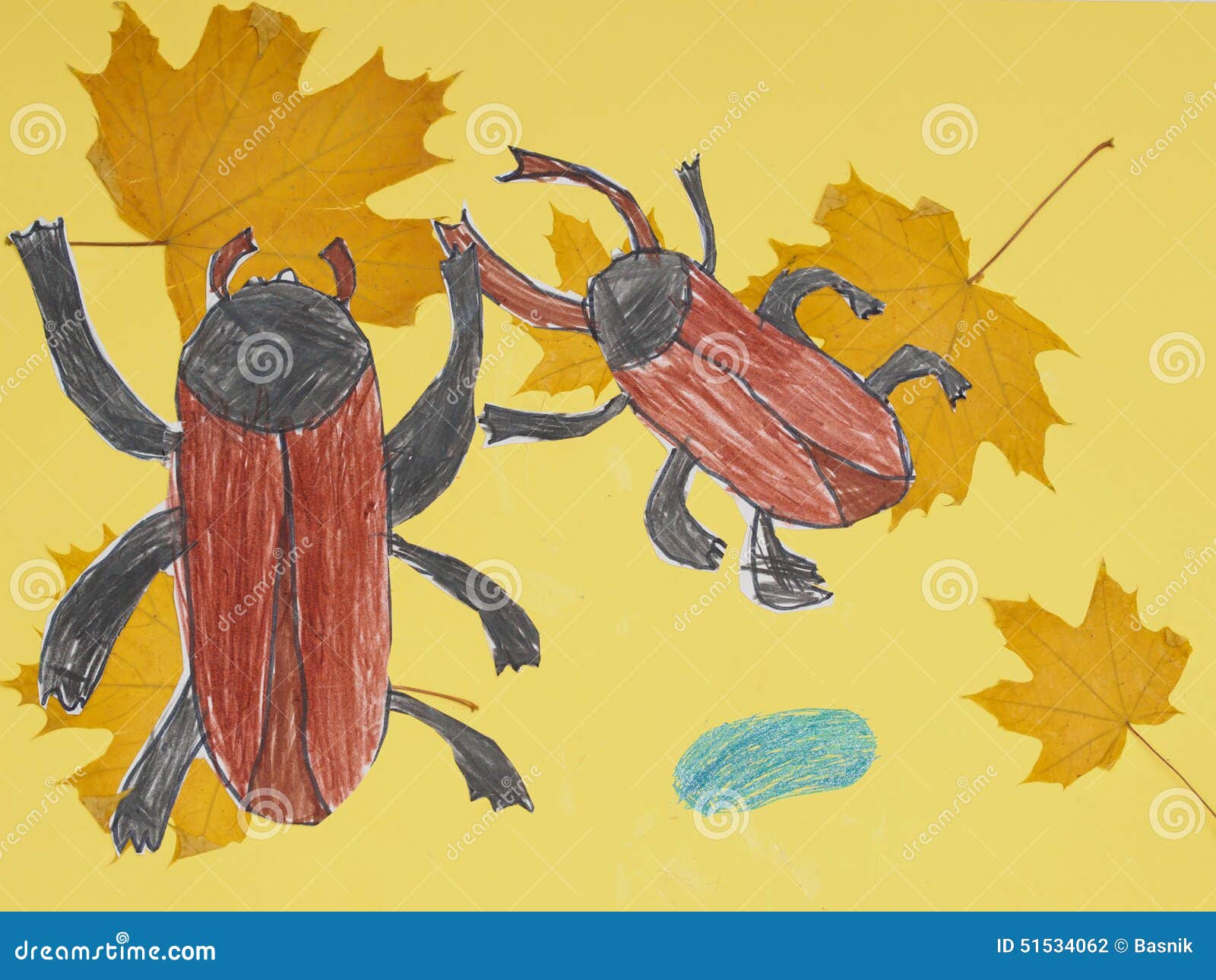 Kinderen Die Multicolored Kevers Trekken Stock Illustratie ...