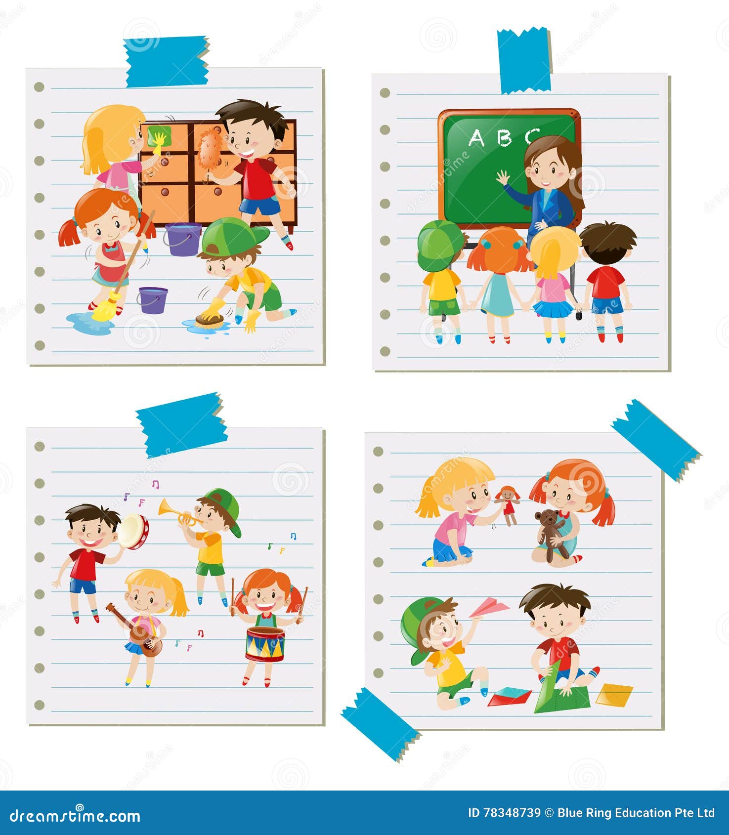 Kinderen Die Verschillende Activiteiten Samen Doen Vector Illustratie ...