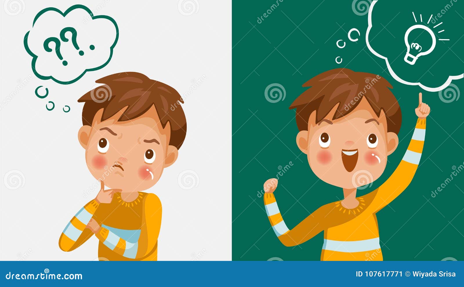 Kinderen het denken vector illustratie. Illustration of krijg - 107617771