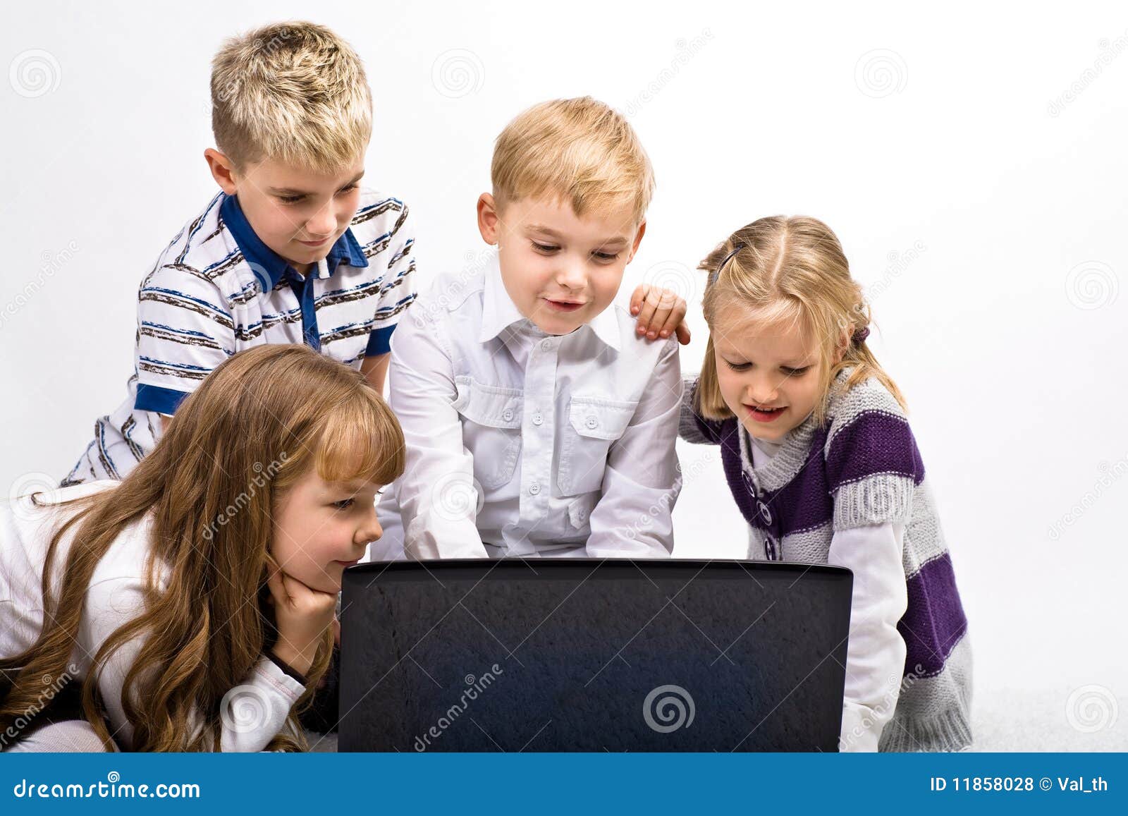 Kinderen met laptop stock foto. Image of surfen, geluk - 11858028