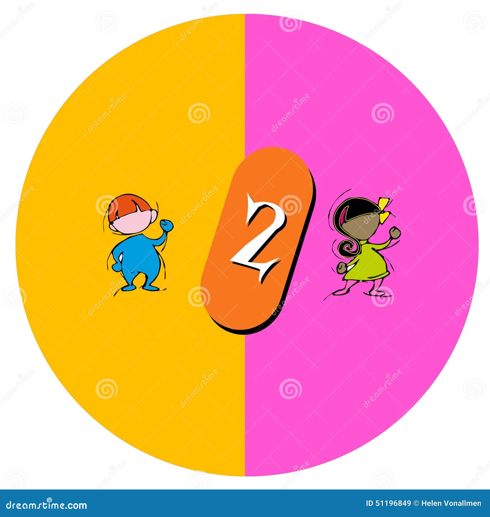 Kinderen met nummer twee vector illustratie. Illustration of embleem ...