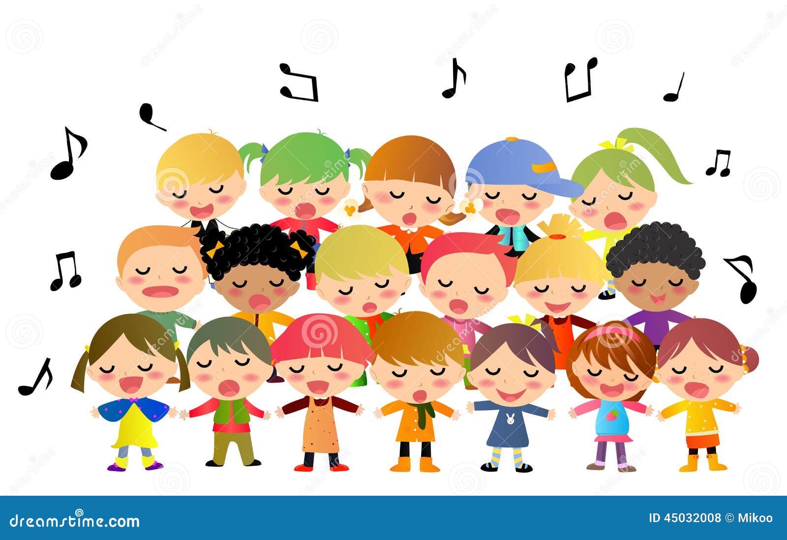 Kinderenkoor het zingen vector illustratie. Illustration of klem - 45032008