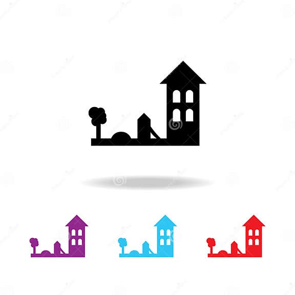Kindergarten Building Icon. Elements of Building in Multi Colored Icons ...