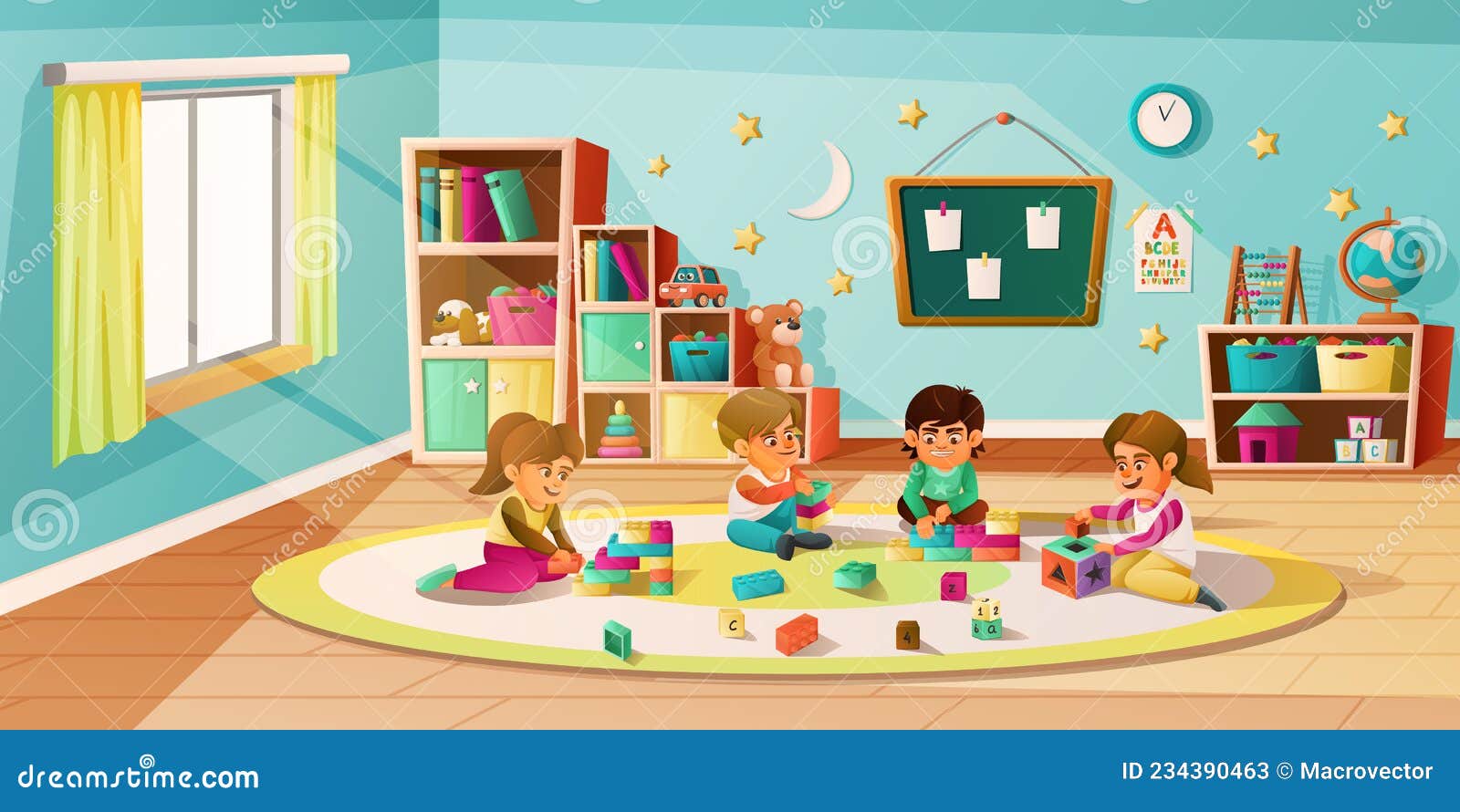 Kindergarten Cartoon Background Stock Vector - Illustration of ...