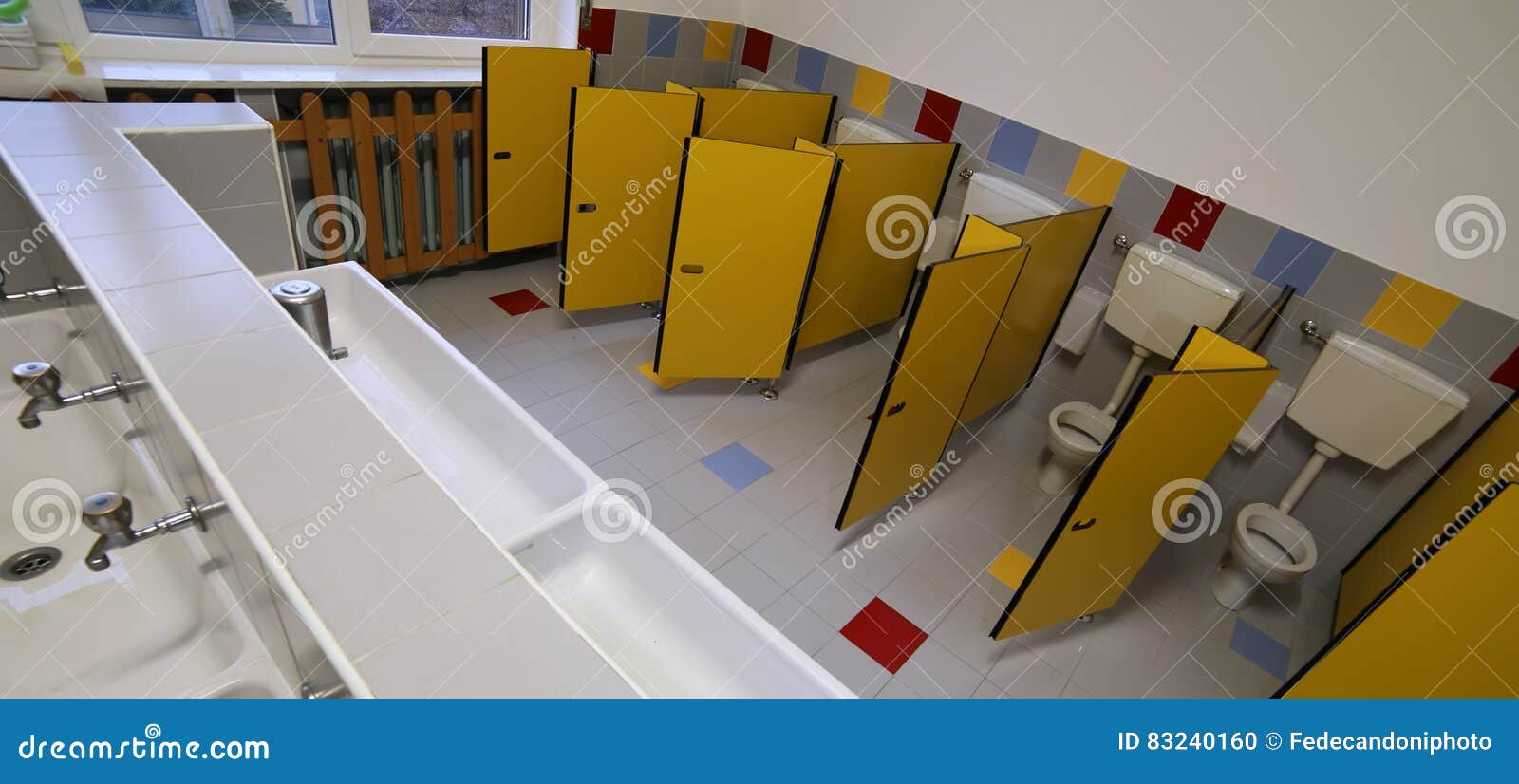 Kindergarten Children Bathroom with Small Water Stock Photo - Image of ...